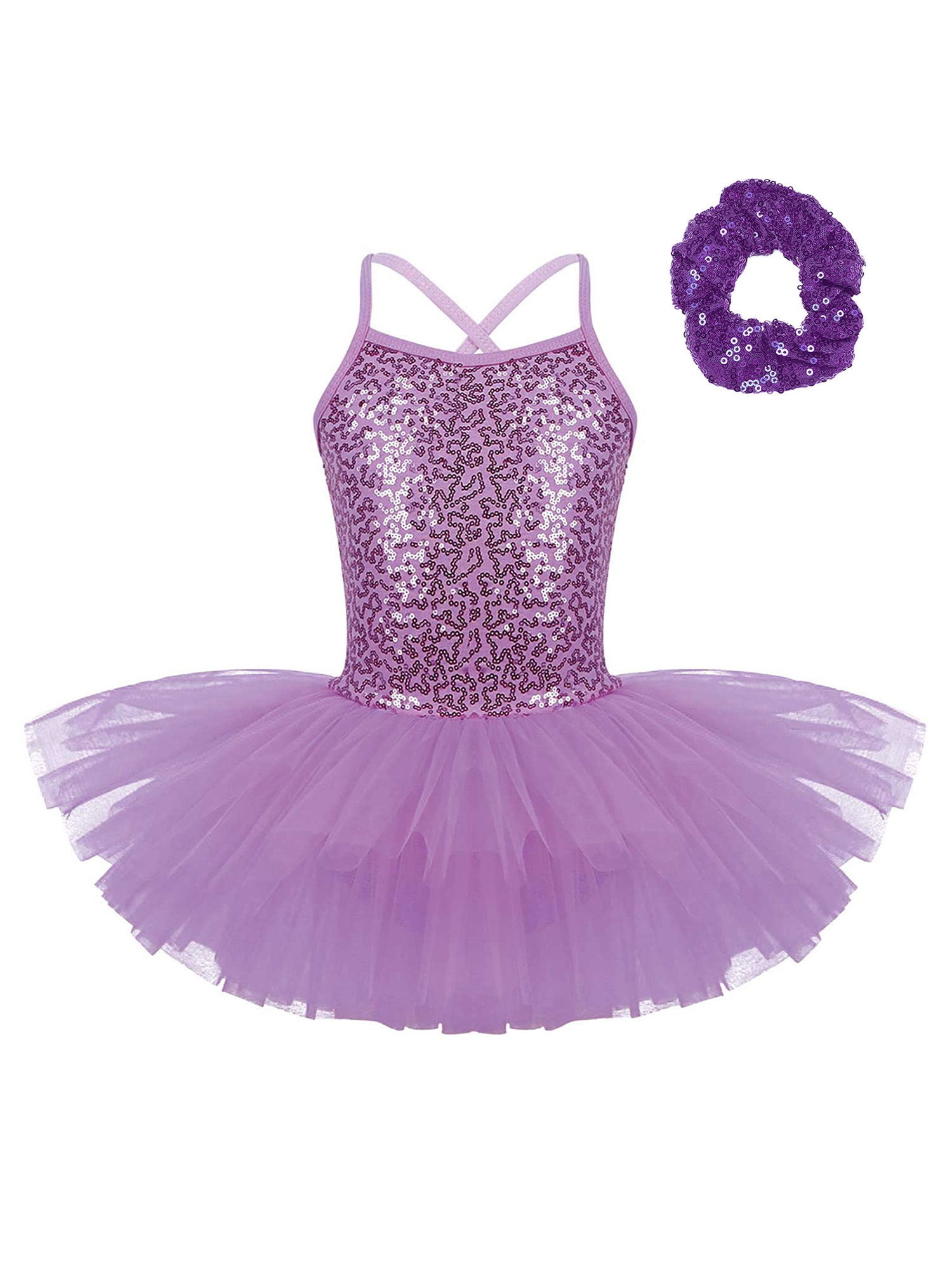 Hansber Girls Kids Sequined Ballet Dance Leotard with Hair Band Outfits ...
