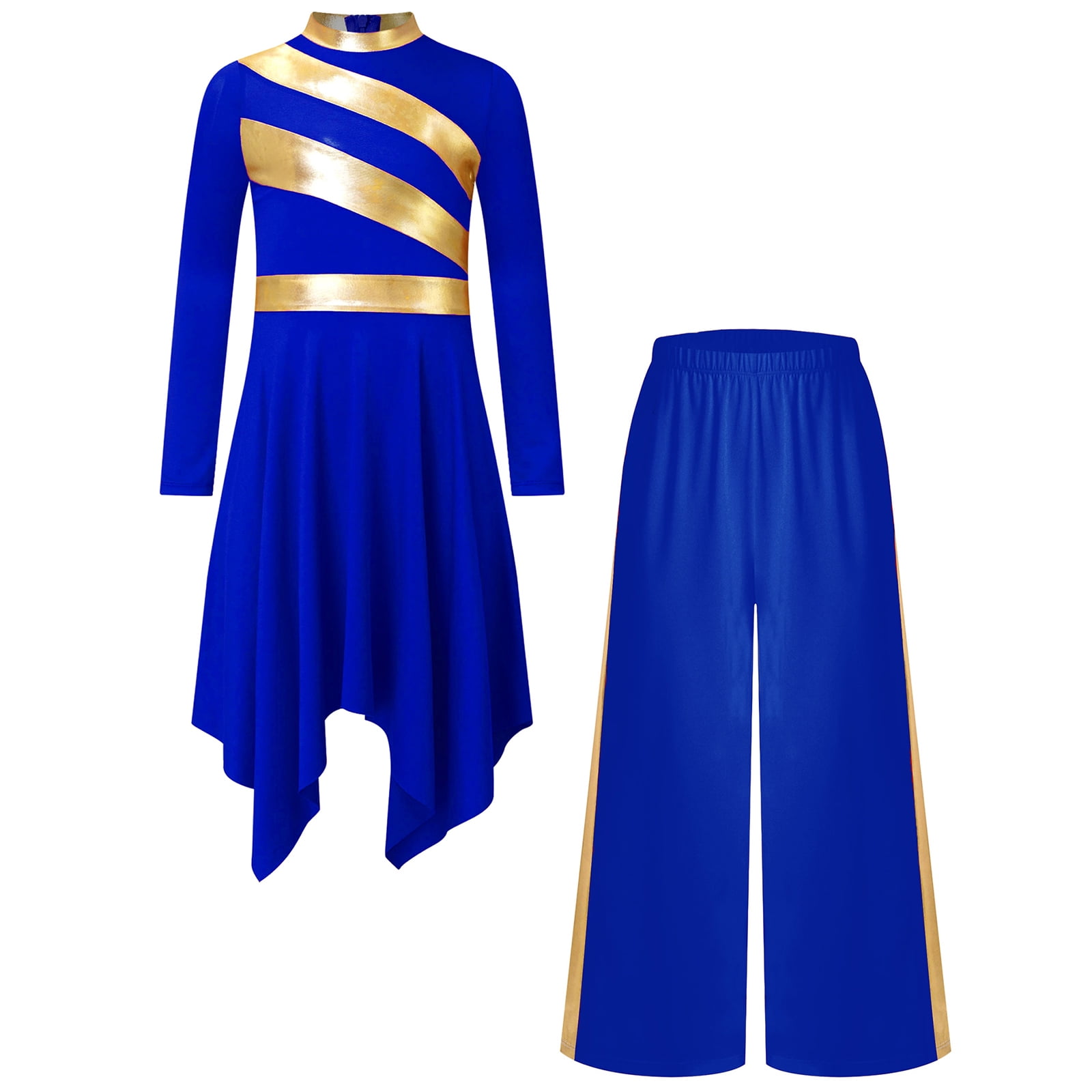 Hansber Girls Liturgical Praise Dance Dress with Wide Leg Pants Worship ...