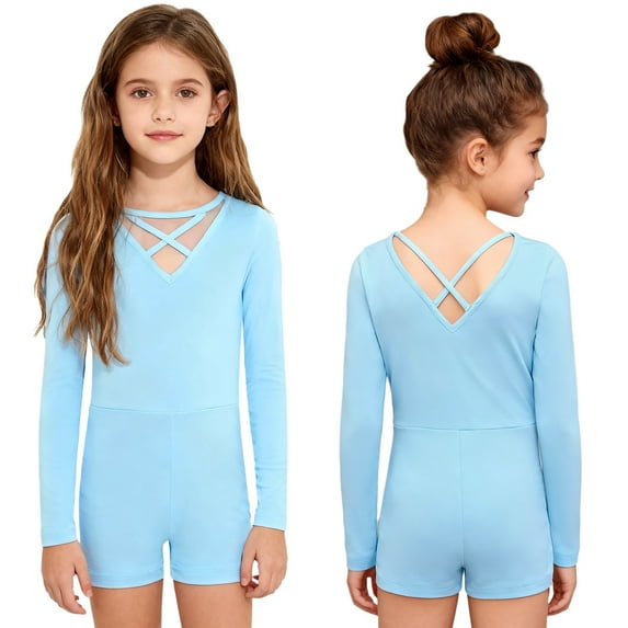Hansber Girls Long Sleeve Leotards for Ballet Dance Class Gymnastics Tumbling Athletic Biketard ...