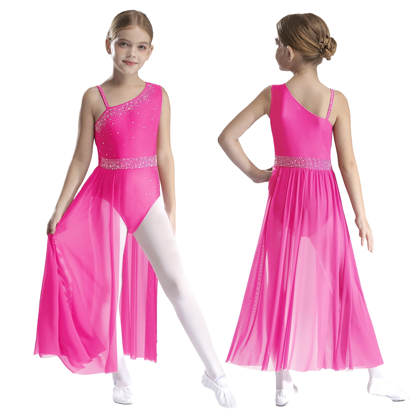 Hansber Girls Lyrical Dance Dress Modern Contemporary Glitter ...