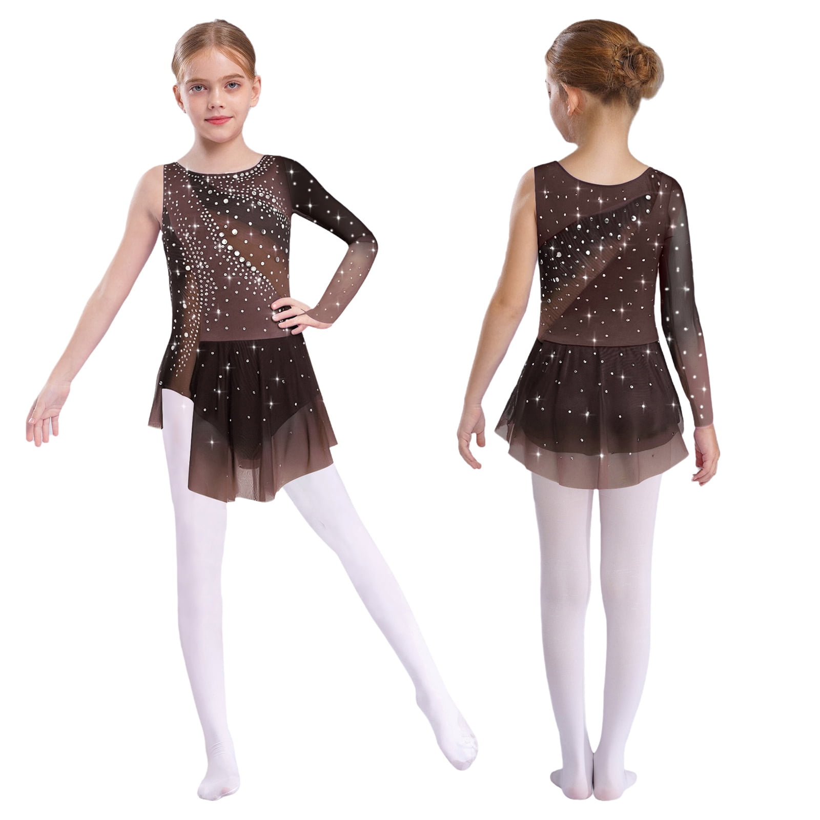 Hansber Girls Rhinestones Ballet Dance Tutu Leotard Dress Ballerina ...