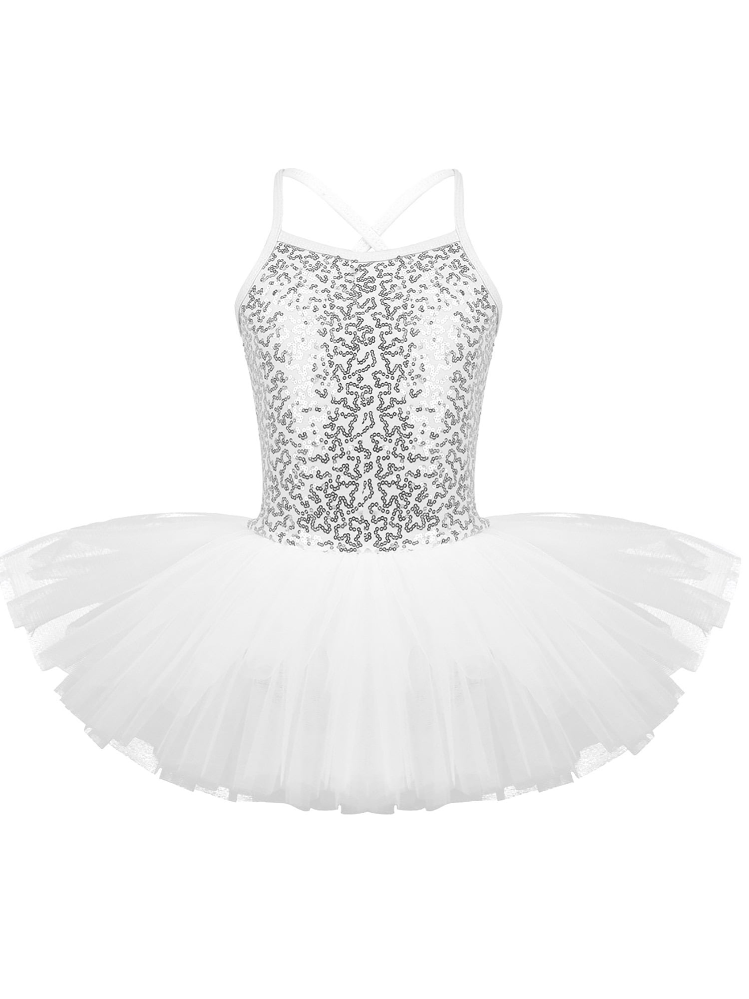 Hansber Girls Sequin Ballet Tutu Dress Sparkly Straps Leotards ...