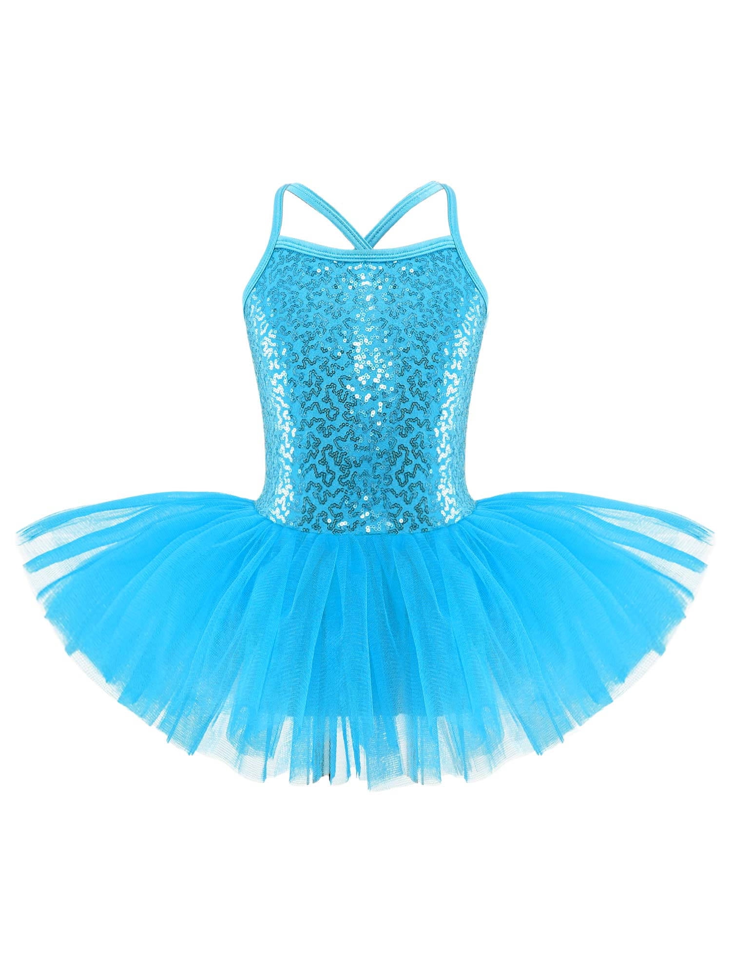 Hansber Girls Sequin Ballet Tutu Dress Sparkly Straps Leotards ...