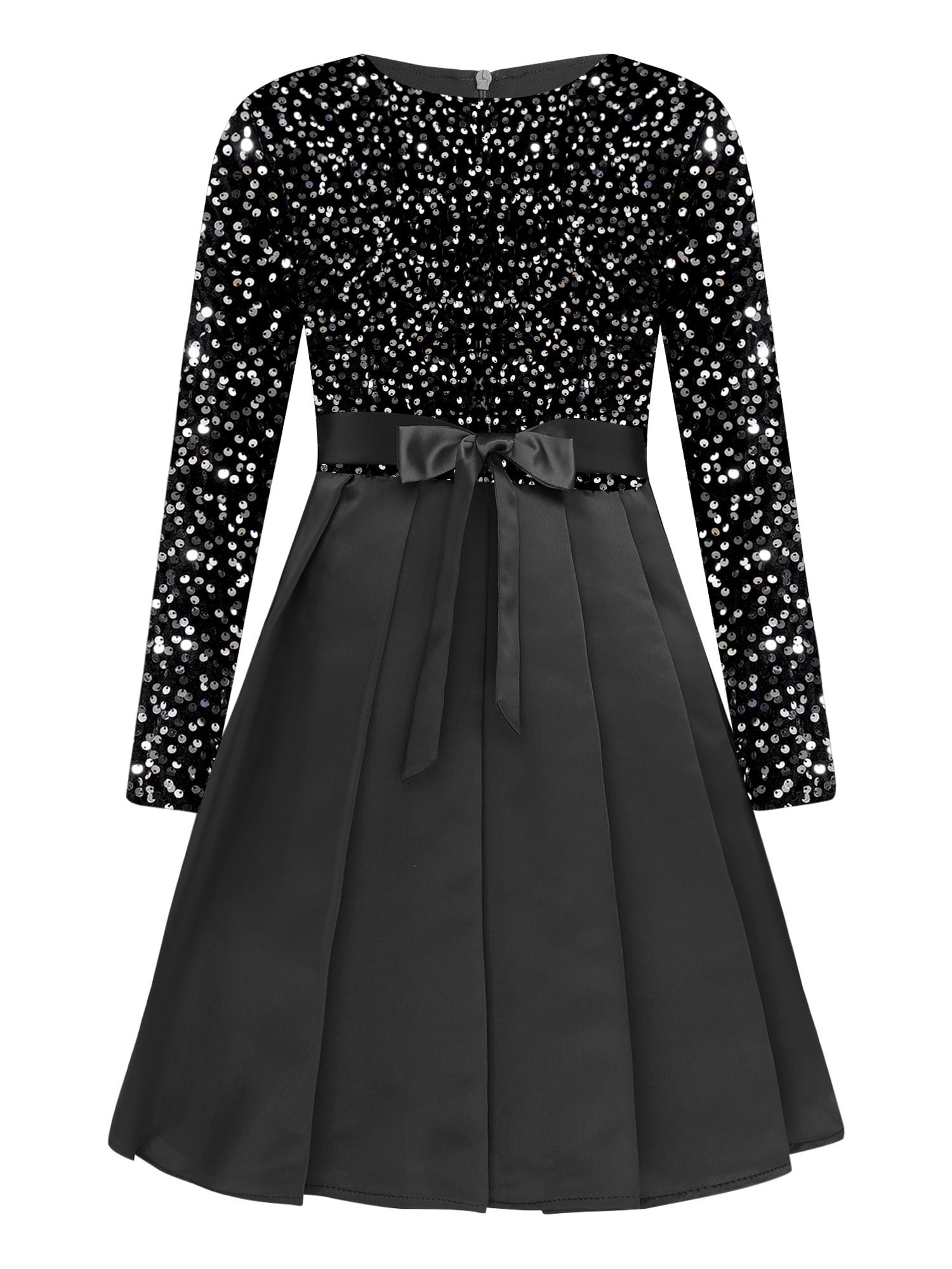 Hansber Girls Sequined Party Formal Dresses Kids Long Sleeve Wedding ...