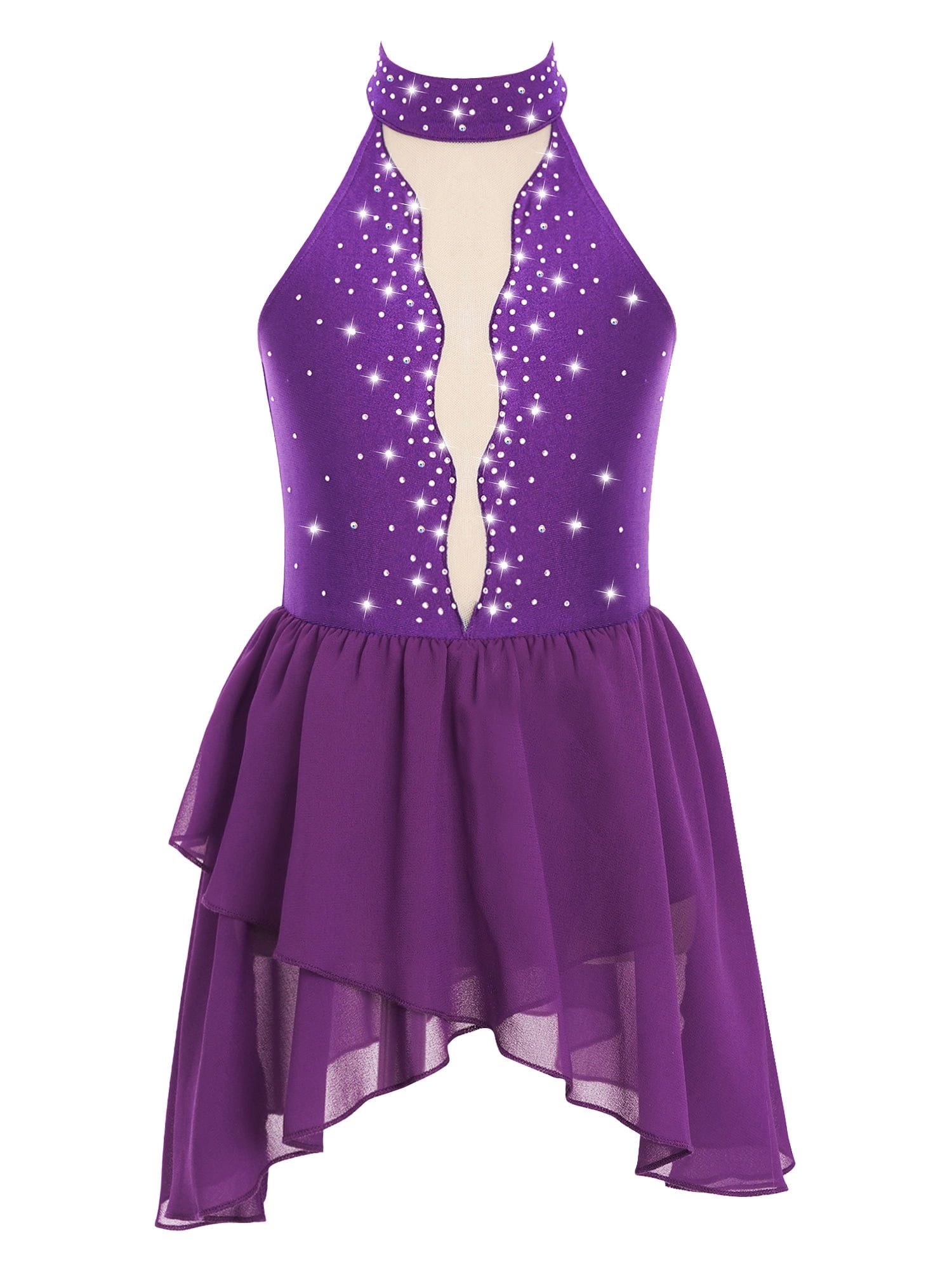 Hansber Girls Sleeveless Lyrical Dance Dress Halter Neck Backless ...