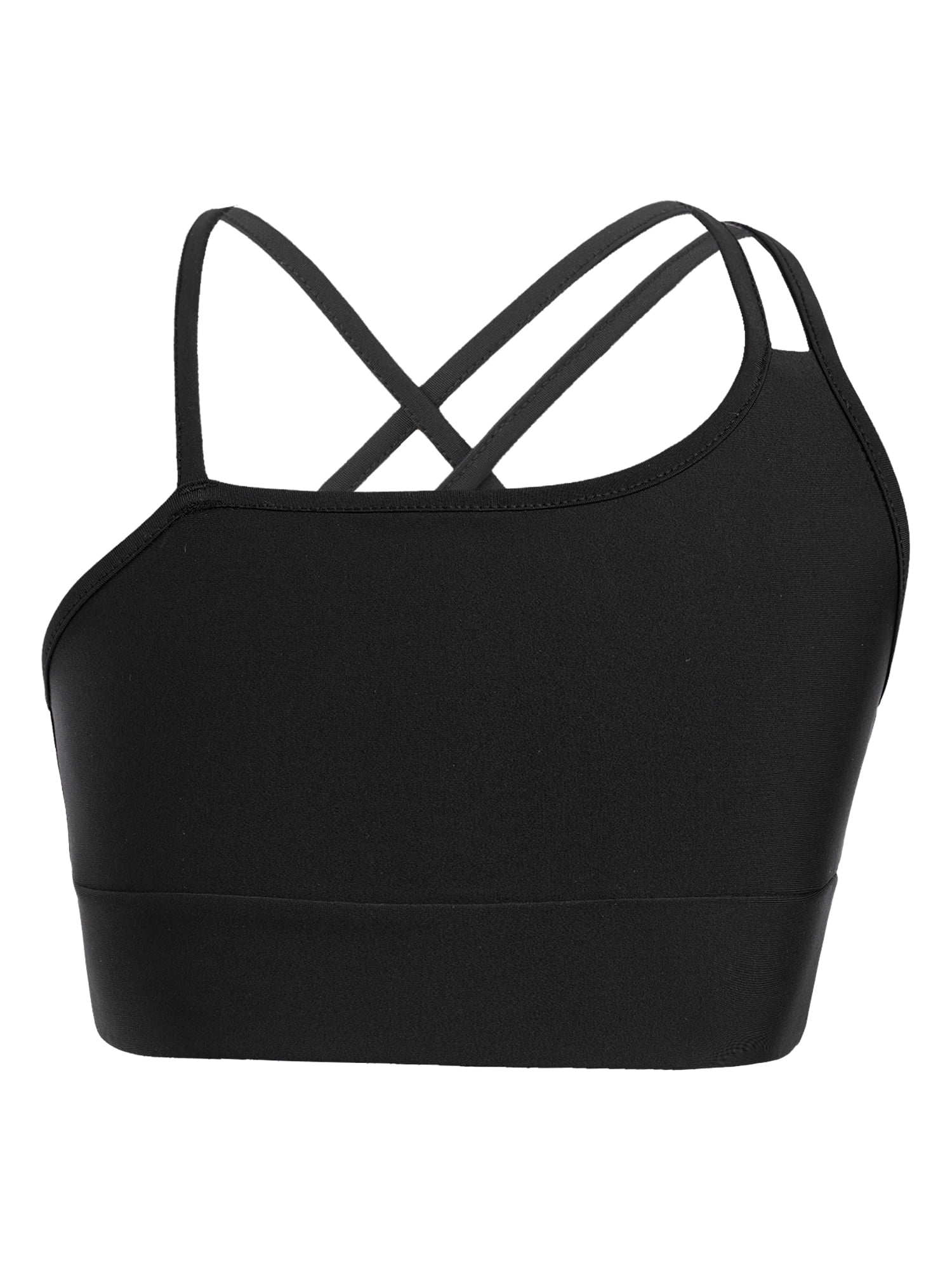 Hansber Girls Sports Bra Yoga Gymnastics Crop Tank Spaghetti Straps ...
