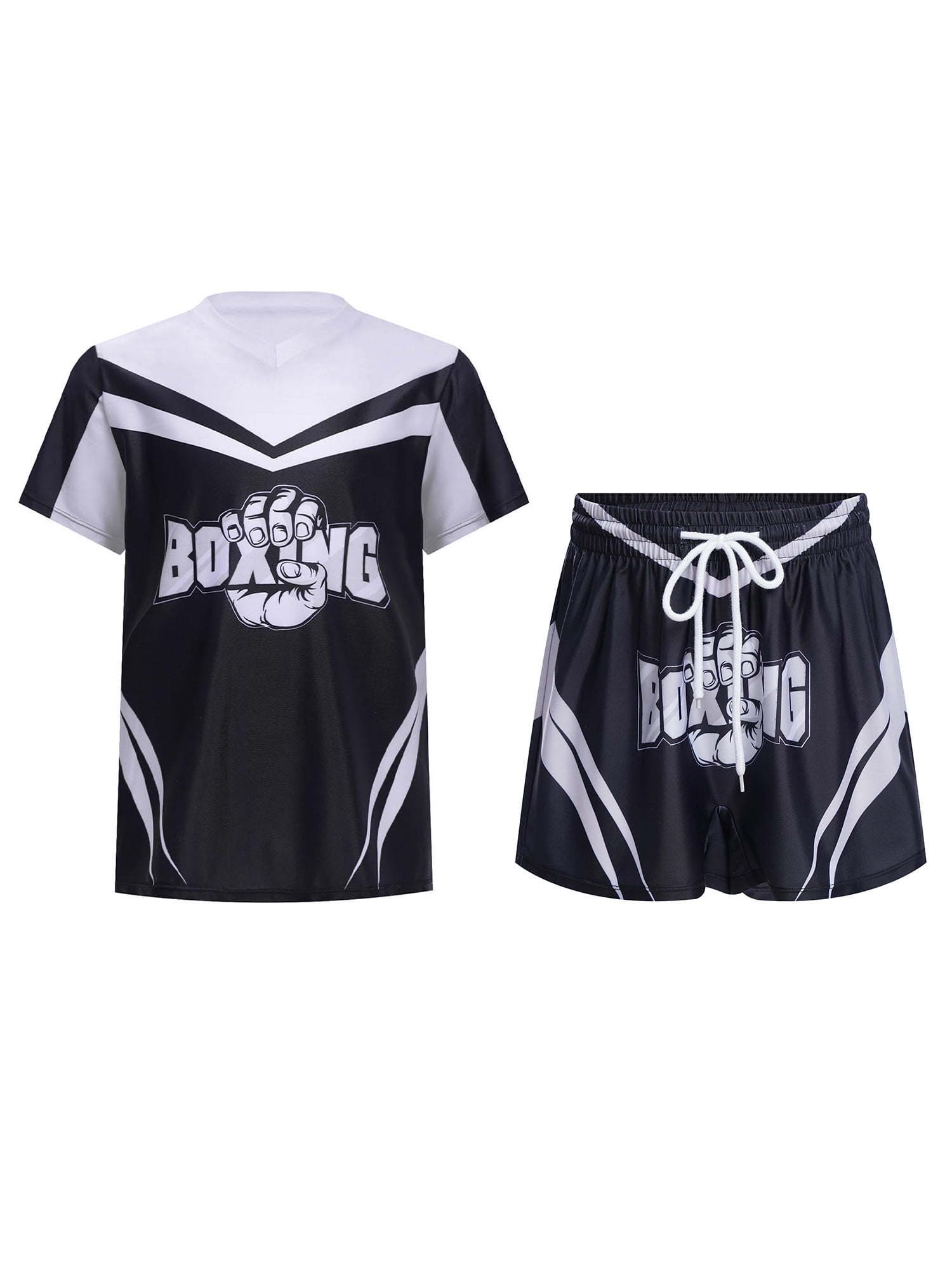 Hansber Kids Boys Boxing Outfit Children Boxer Uniform T-shirt with ...