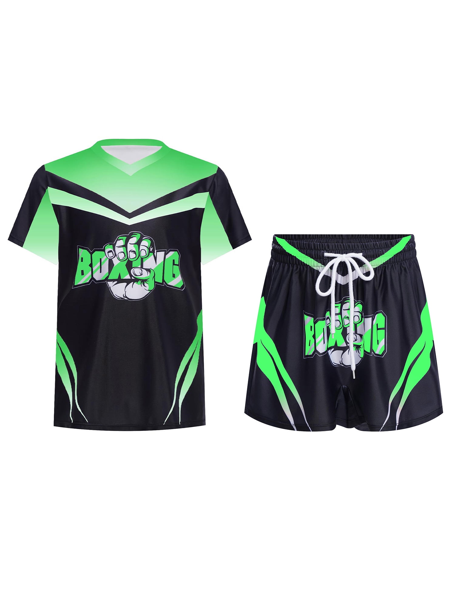Hansber Kids Boys Boxing Outfit Children Boxer Uniform T-shirt with ...