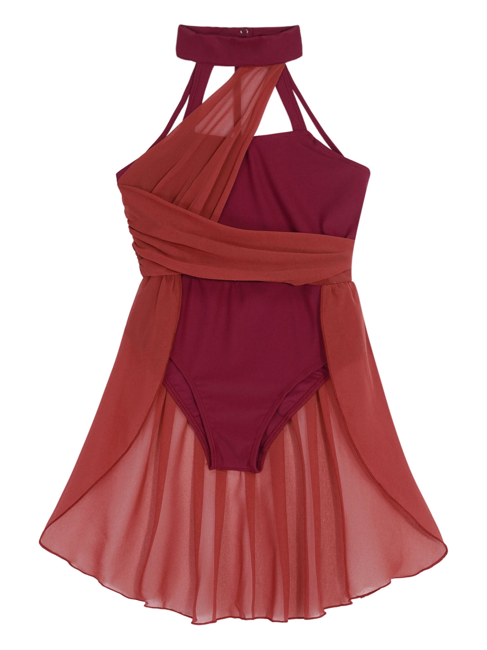 Hansber Kids Girls Ballet Leotard Dancewear Dress Ruched Chiffon ...