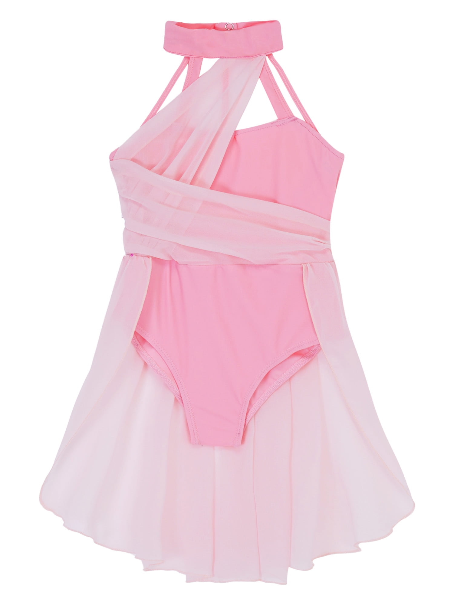 Hansber Kids Girls Ballet Leotard Dancewear Dress Ruched Chiffon ...