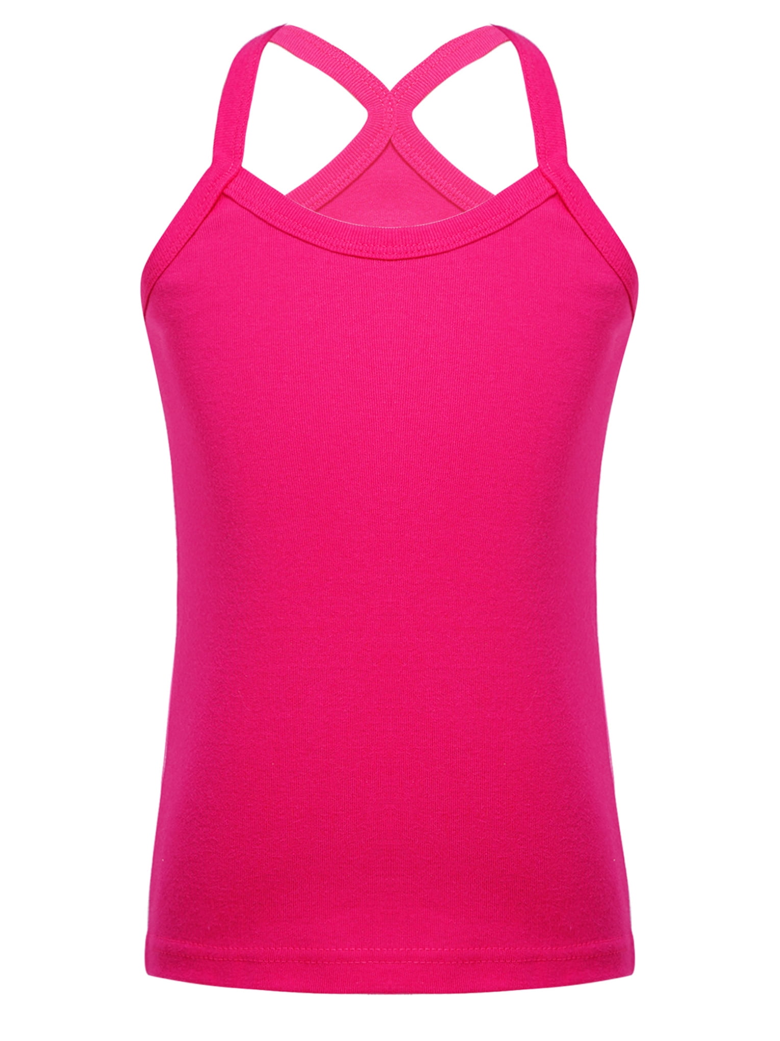 Hansber Kids Girls Dance Tank Tops Cross Back Basic Camisole Knit ...