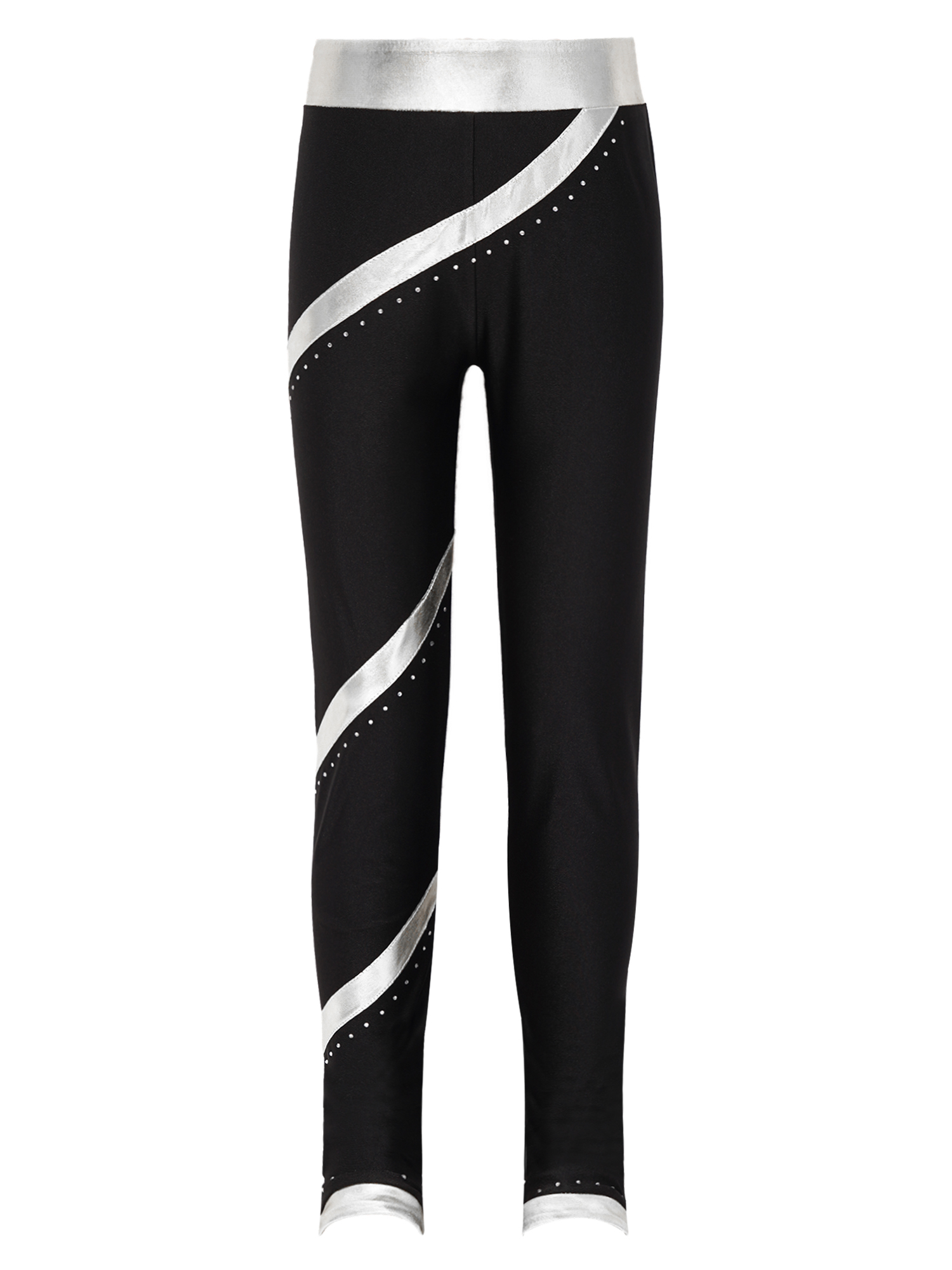 Hansber Kids Girls Figure Skating Pants Color Block Stretchy Gymnastic ...