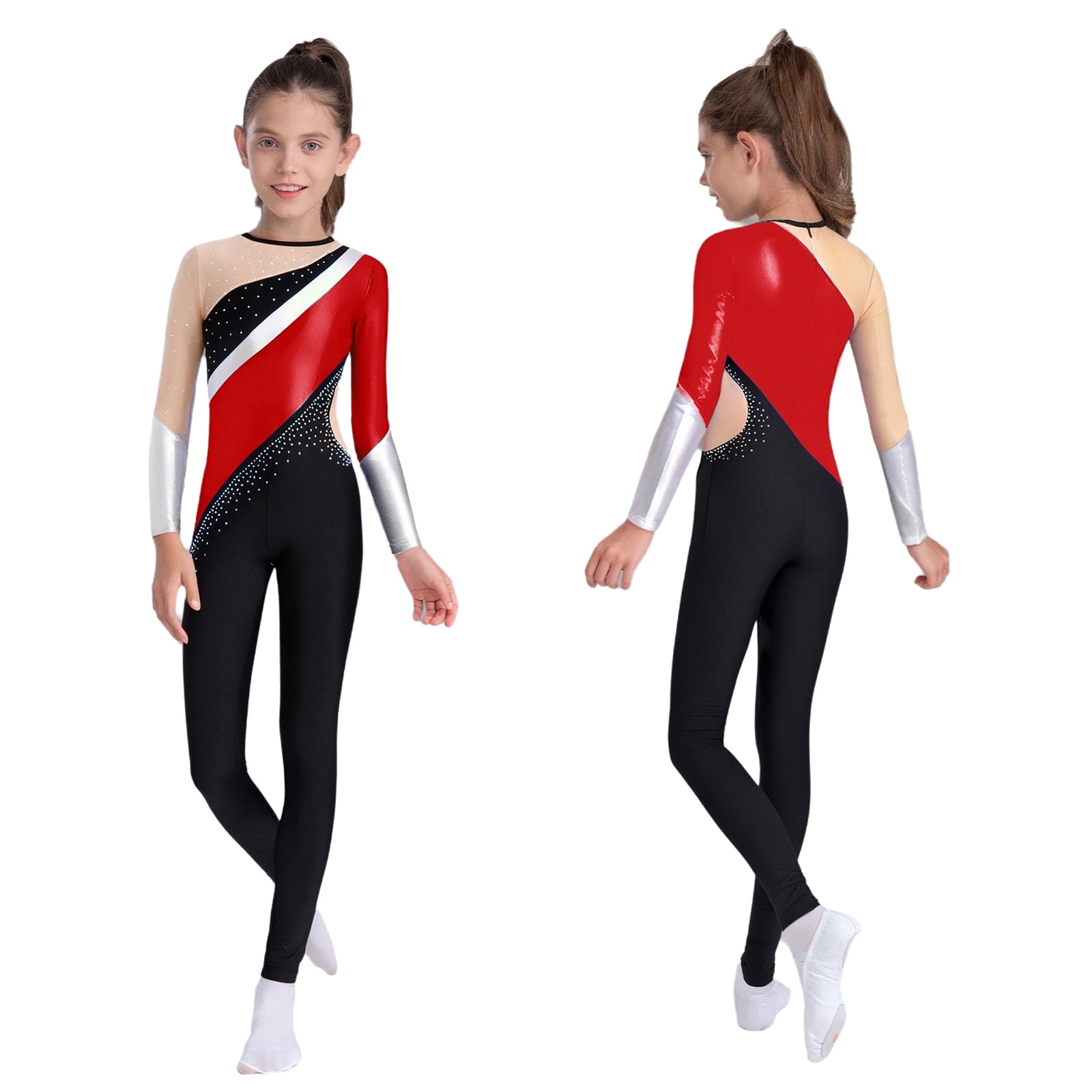 Hansber Kids Girls Gymnastics Leotard Dance Unitard Performance Outfits ...