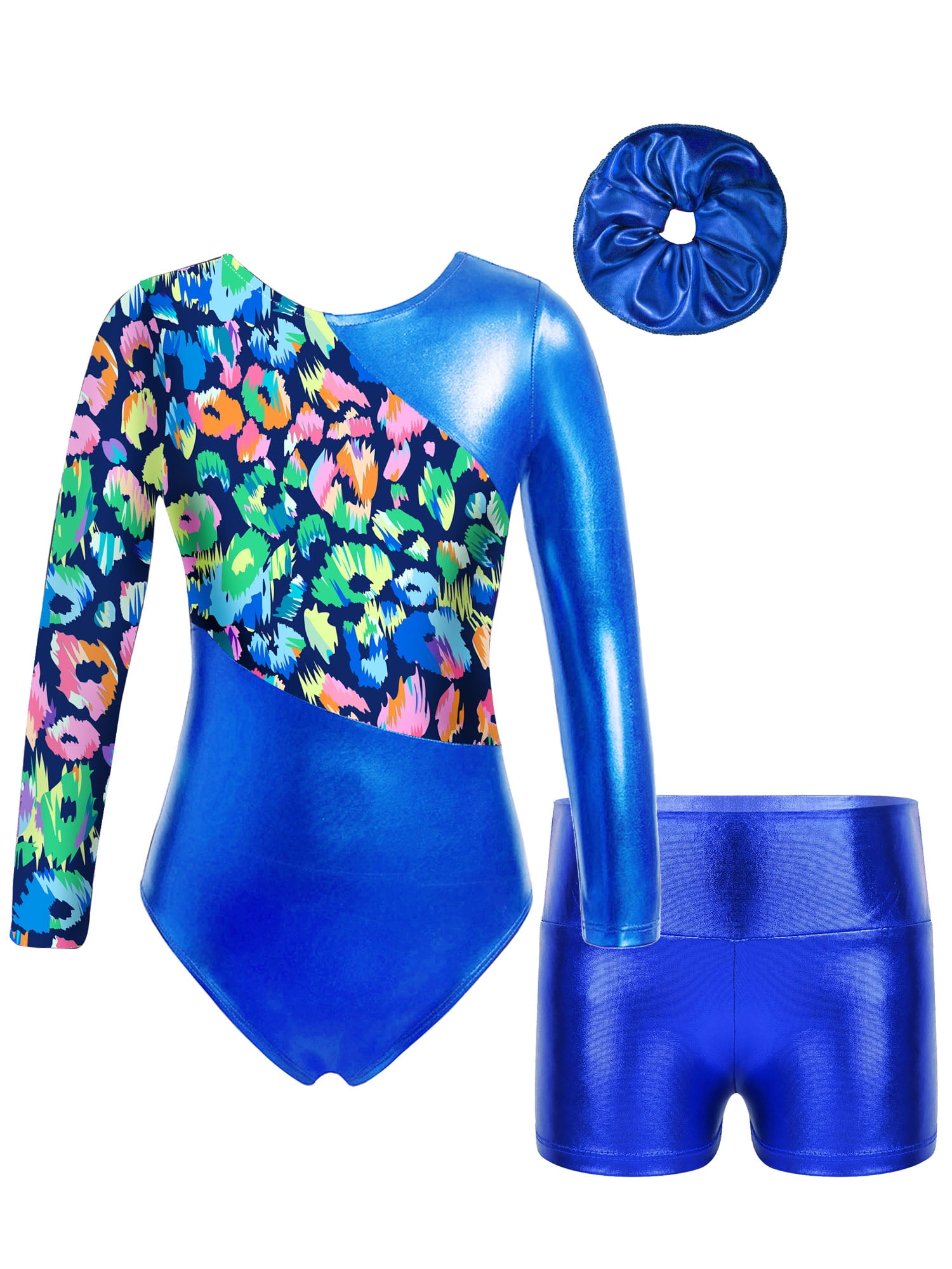 Hansber Kids Girls Gymnastics Outfits Shiny Metallic Leotards with ...