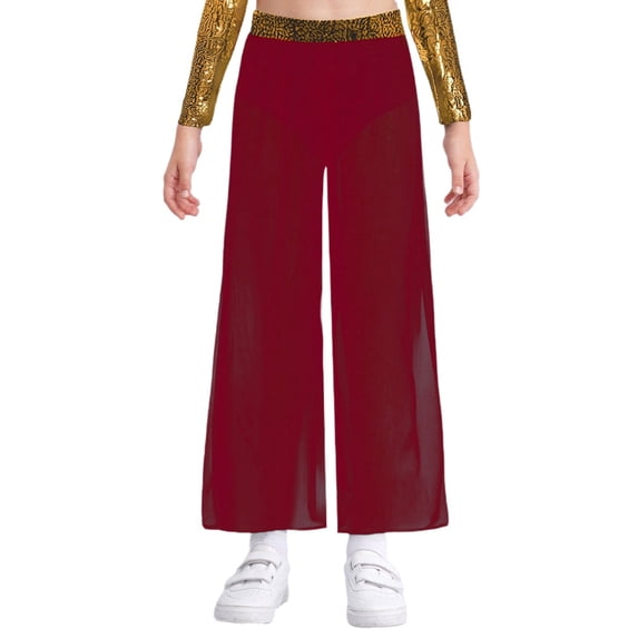 Hansber Kids Girls Sequins Jazz Dance Pants with Bult-in Briefs Flowing ...