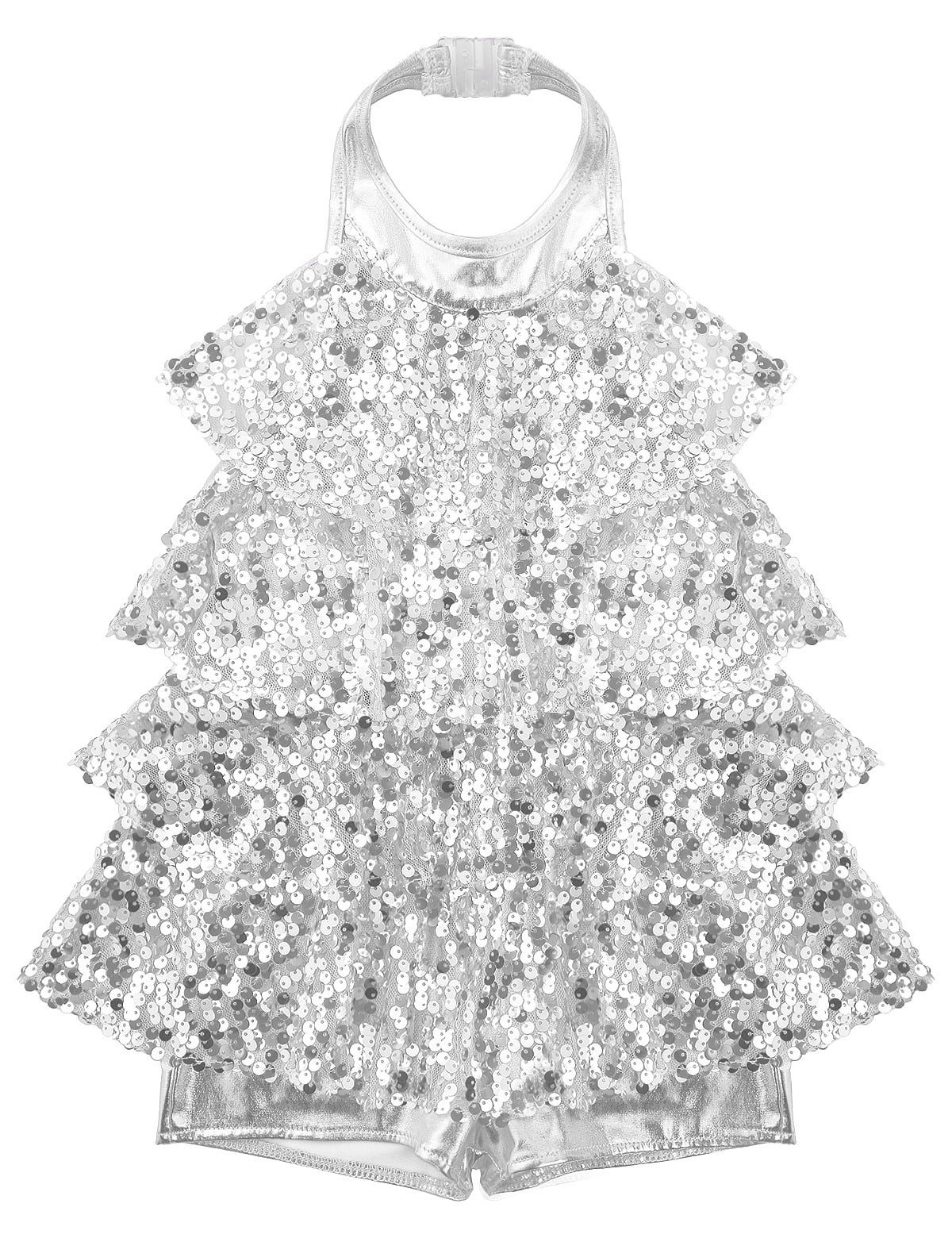 Hansber Kids Girls Sequins Modern Jazz Latin Ballet Dance Leotard Dress ...
