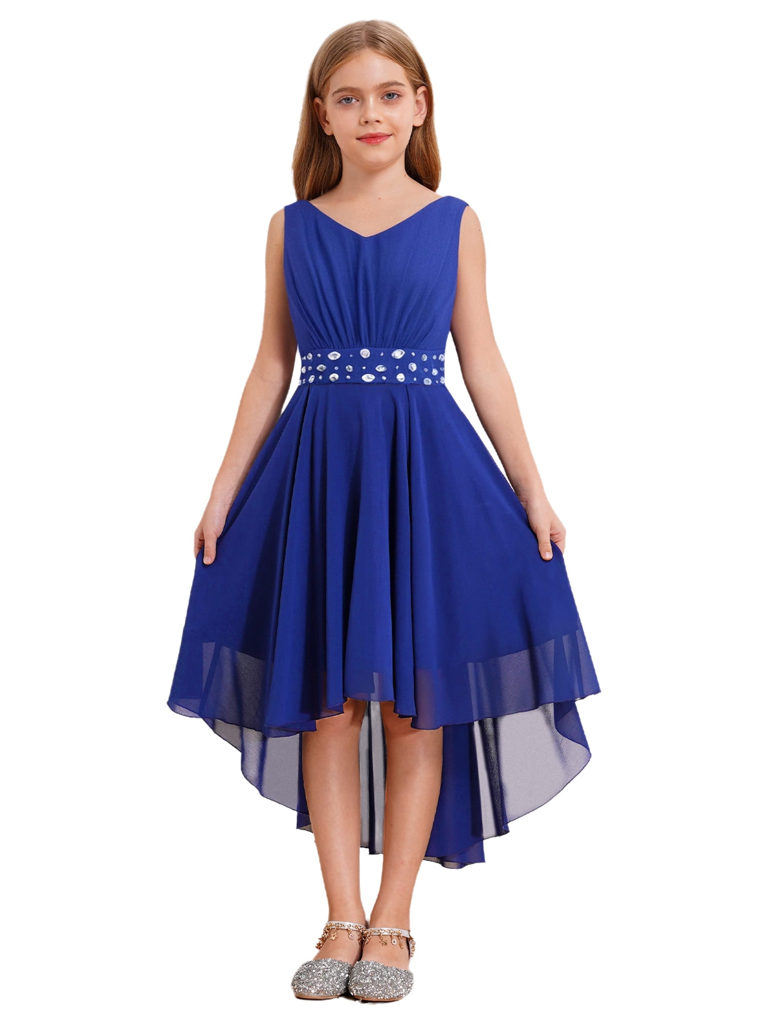 Hansber Kids Girls Sleeveless V-neck Party Dress Wedding Bridesmaid ...