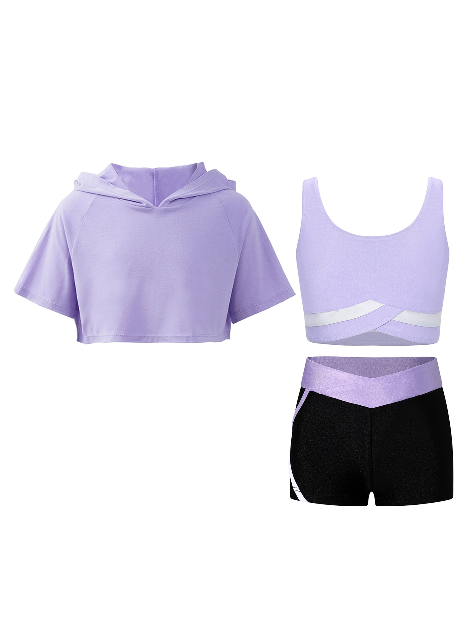 Hansber Kids Girls Summer Shorts Outfits 3 Pieces Activewear Tracksuit ...