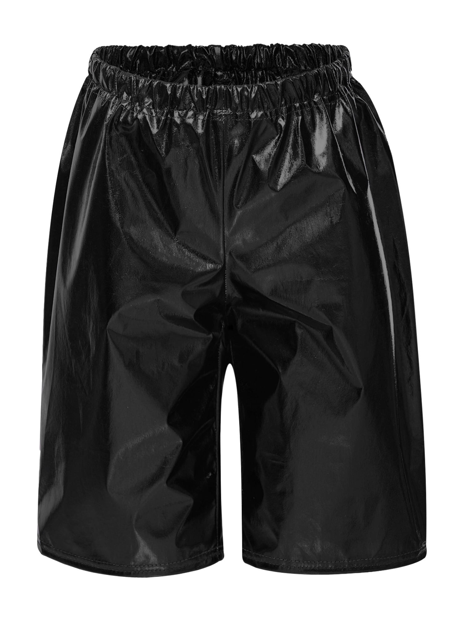 Hansber Shiny Leather Dance Shorts for Boys Girls Jazz Hip Hop Dance ...