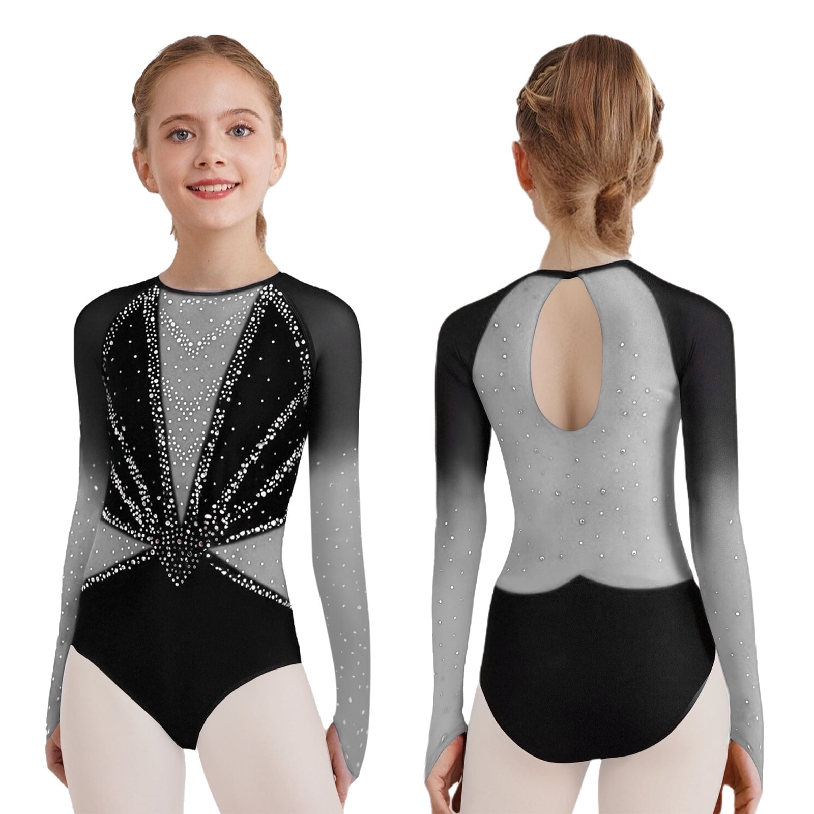 Hansber Teen Girls Figure Skating Jumpsuit One Piece Dance Leotard ...