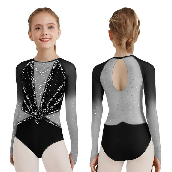 Hansber Teen Girls Figure Skating Jumpsuit One Piece Dance Leotard ...