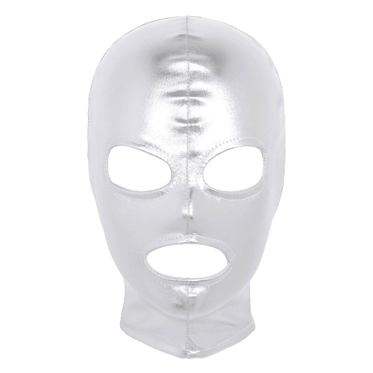 Hansber Unisex Latex Face Mask Shiny Metallic Open Eyes and Mouth ...