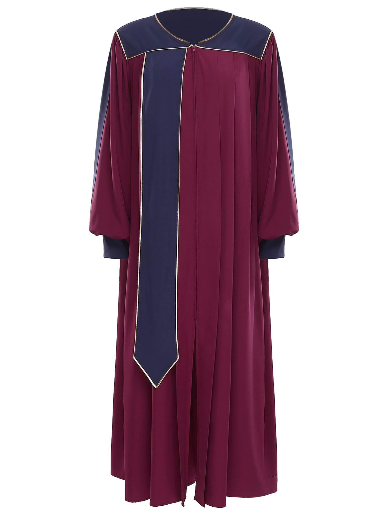 Hansber Women Color Block Church Clergy Dress Long Sleeve Zipper Front ...