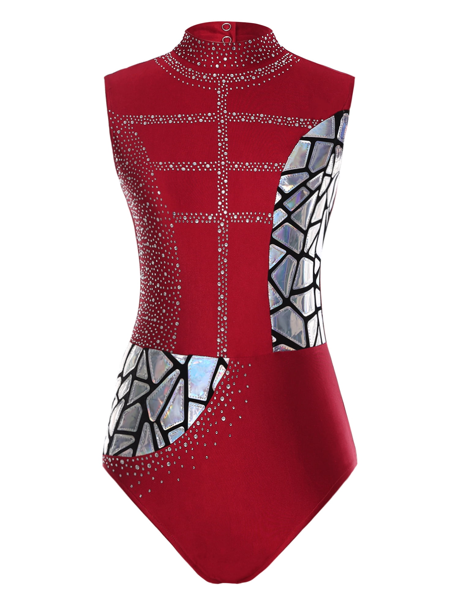 Hansber Women Gymnastics Leotard Sleeveless Glittery Cutout Backless ...