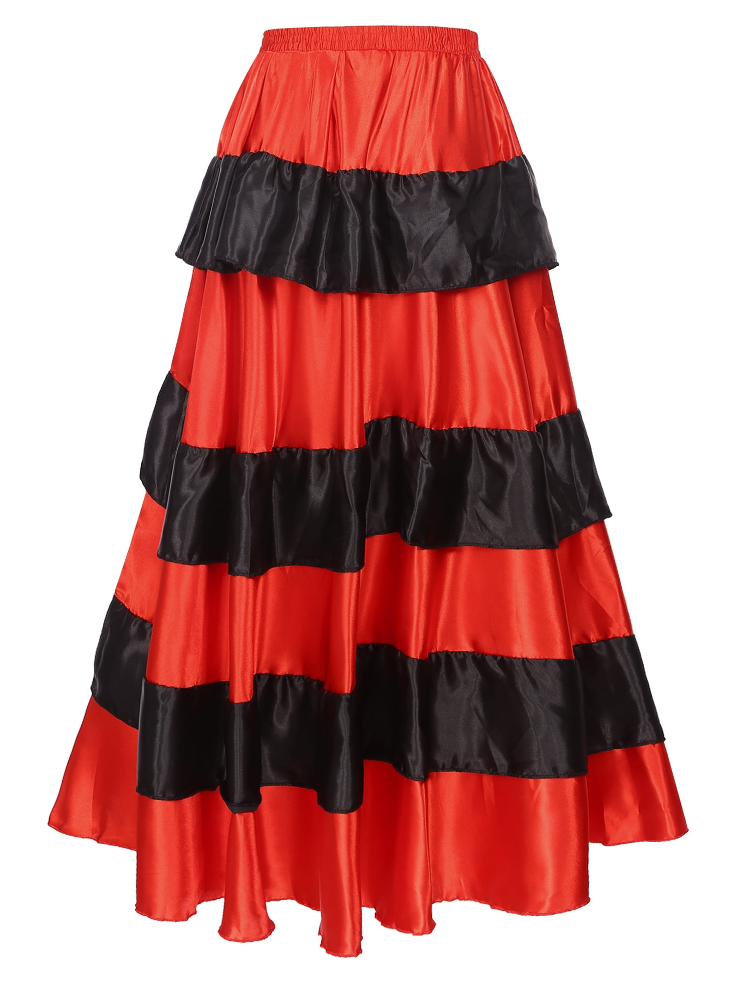 Hansber Womens Long Full Circle Spanish Bull Dance Skirts Flamenco ...