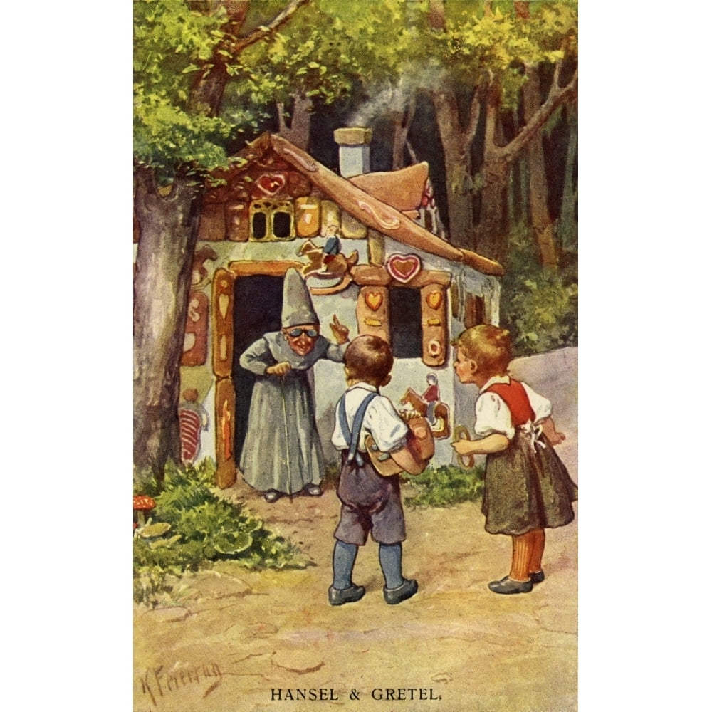 Hansel and Gretel Welcomed By The Witch Poster Print By Mary Evans ...