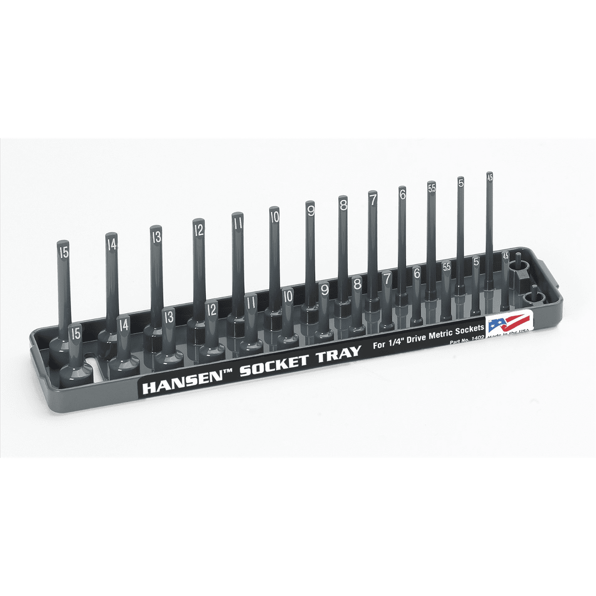Hansen 1402 Hansen Global 1/4" Drive Metric Socket Holder, Gray ...