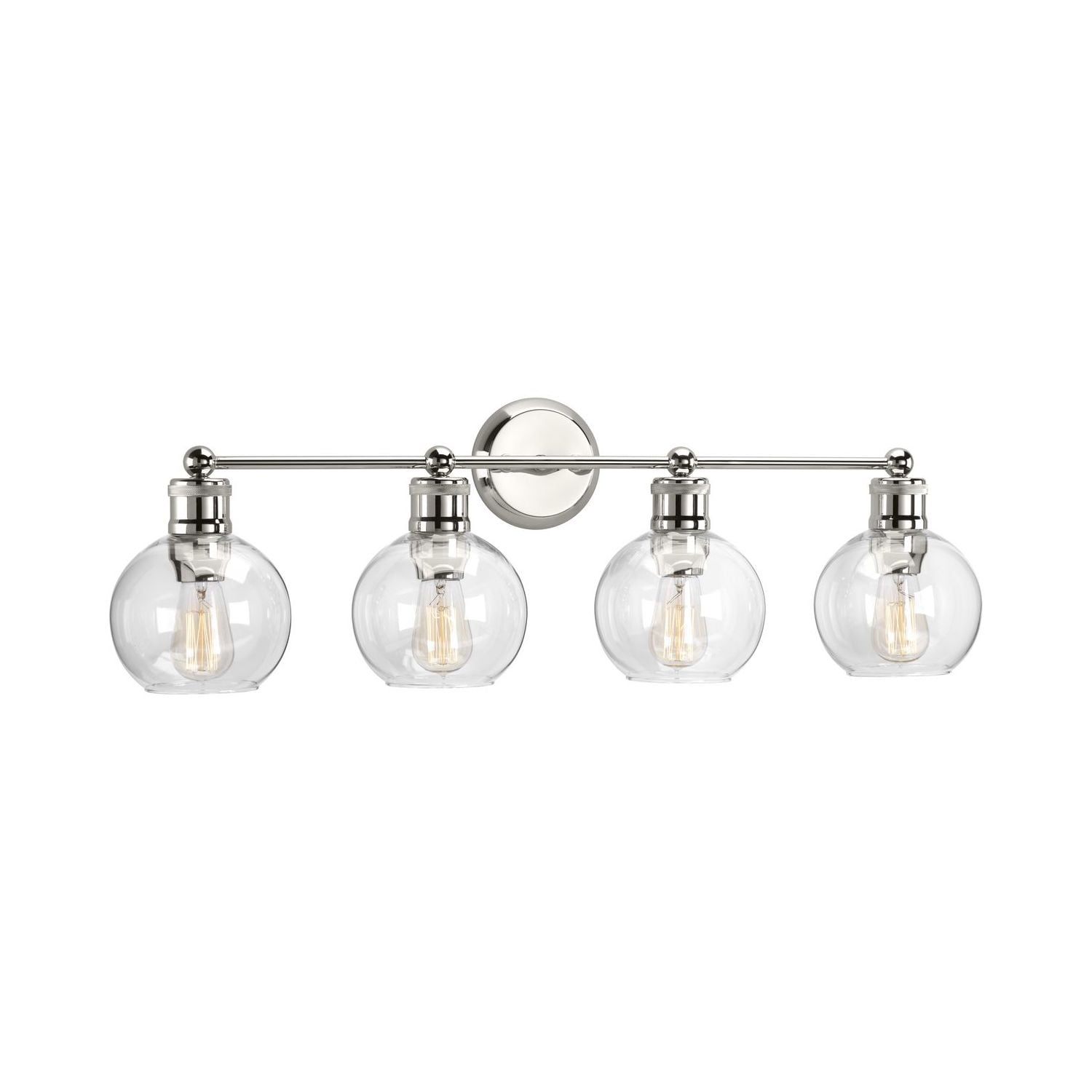 Hansford Collection Four-Light Polished Nickel Clear Glass Coastal Bath ...