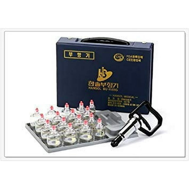 Hansol Cupping Therapy Equipment Set with Pumping Handle 17 Cups (Made ...