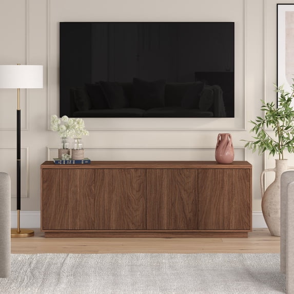Hanson Rectangular TV Stand for TV's up to 75" in Satin Walnut ...