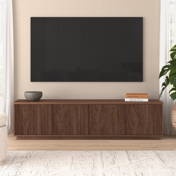 Hanson Rectangular TV Stand for TV's up to 85" in Satin Walnut ...