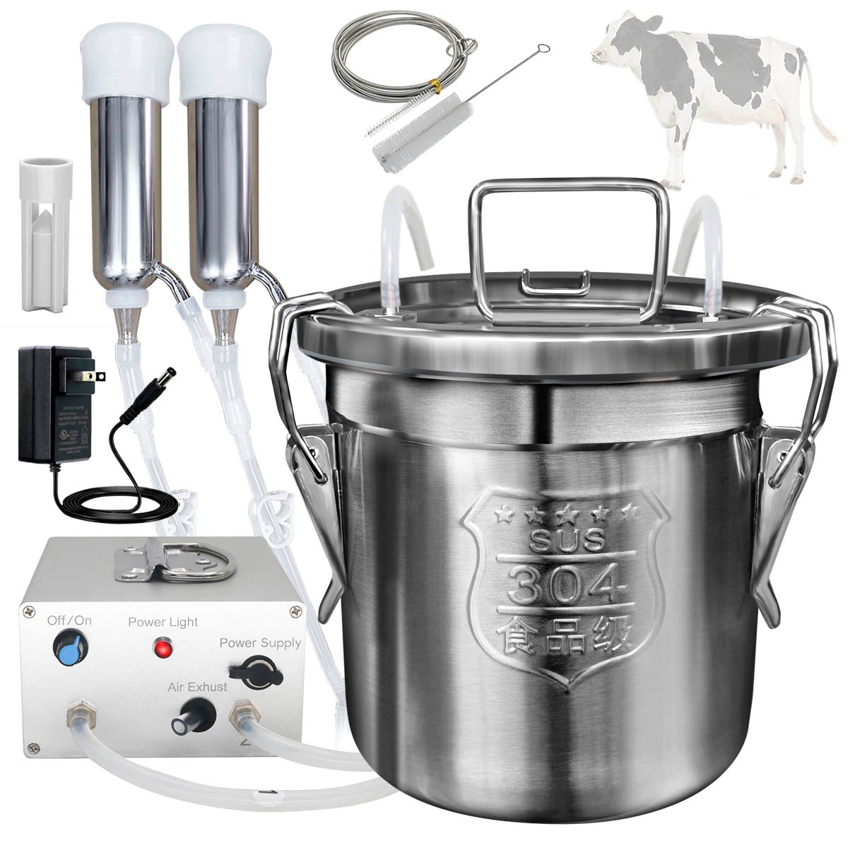 Hantop 3L Goat Milking Machine,Portable Pulsation Vacuum Pump Goat ...