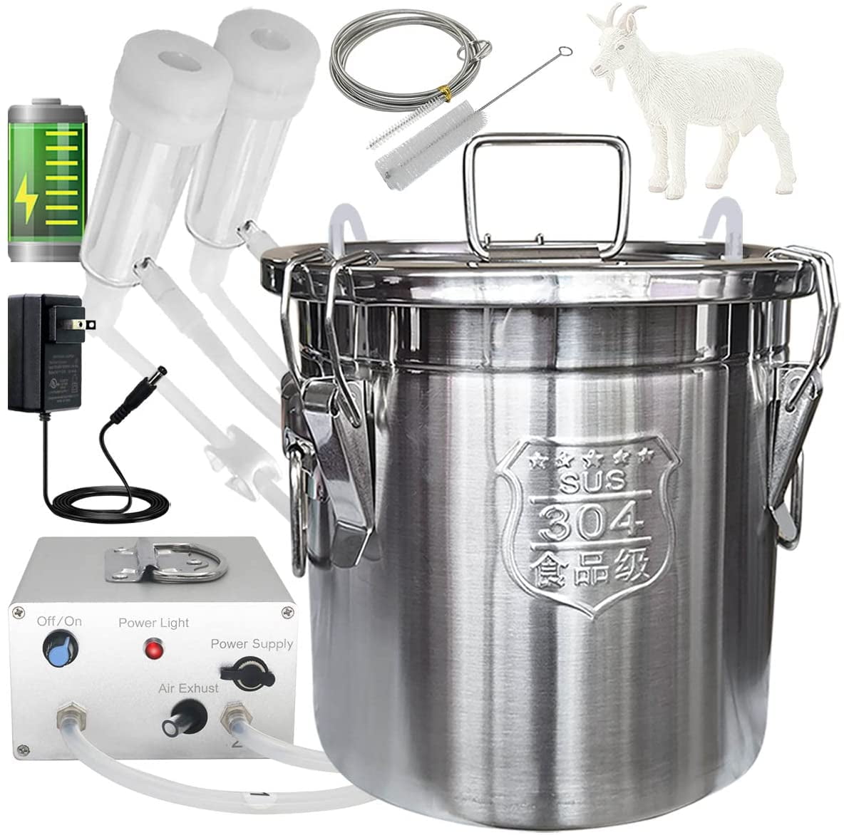 Hantop 12L Goat Milking Machine, Rechargeable Battery Powered Speed ...
