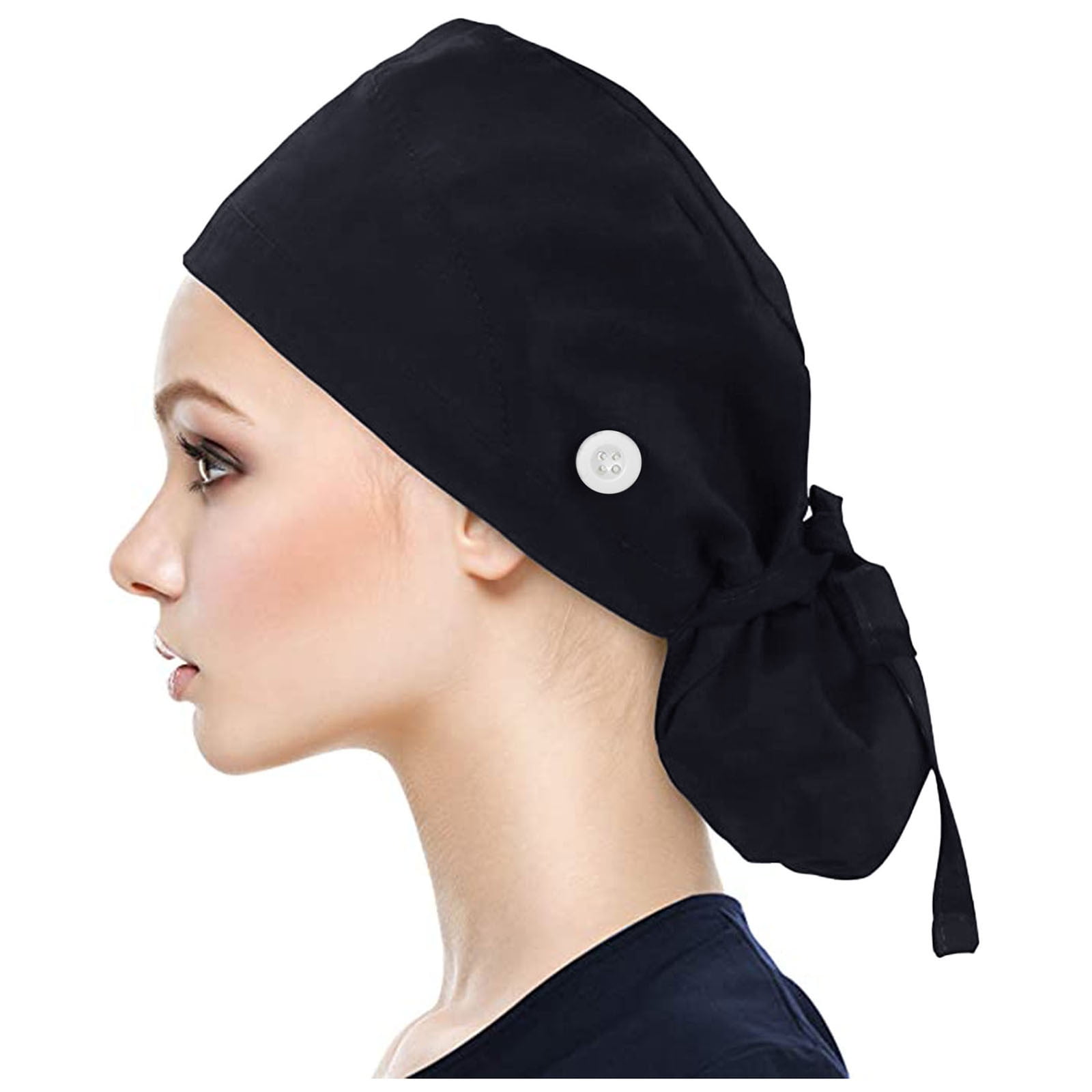 Hantrom Nurse Hat,Baseball Cap,Scrub Cap With Buttons Bouffant Hat With ...