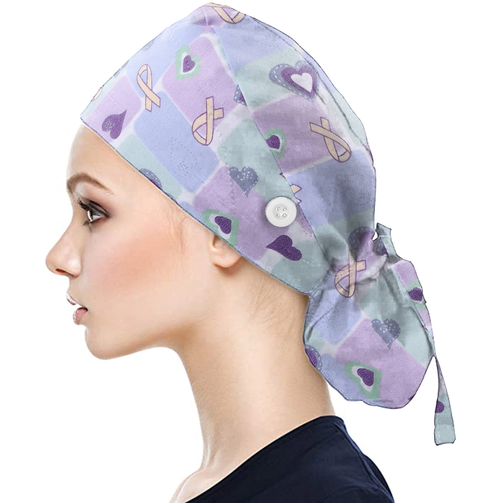 Hantrom Nurse Hat,Baseball Cap,Scrub Cap With Buttons Bouffant Hat With ...