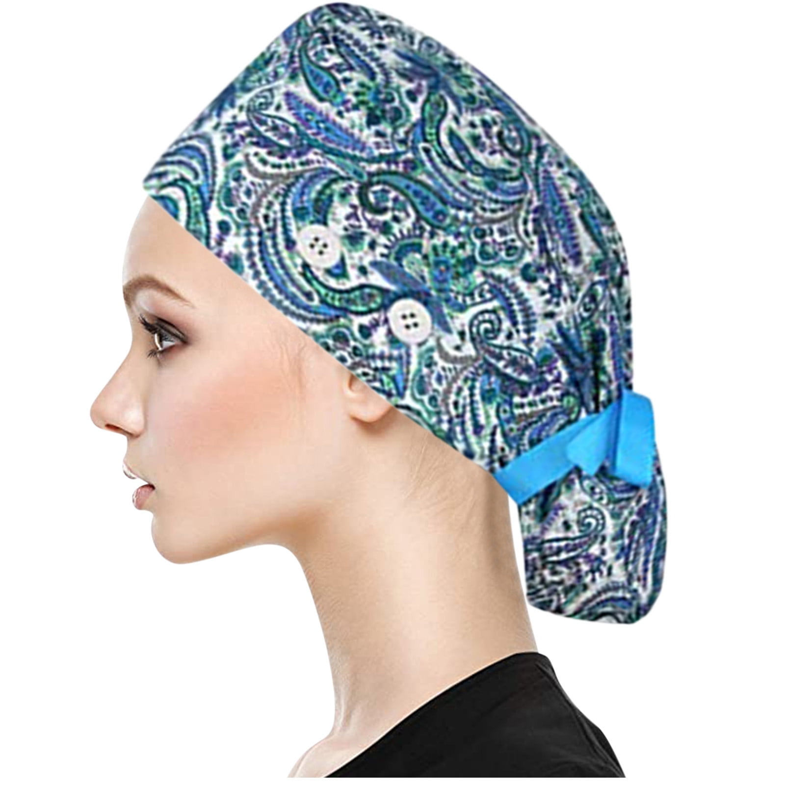 Hantrom Nurse Hat,Baseball Cap,Scrub Hat With Buttons With Sweatband ...