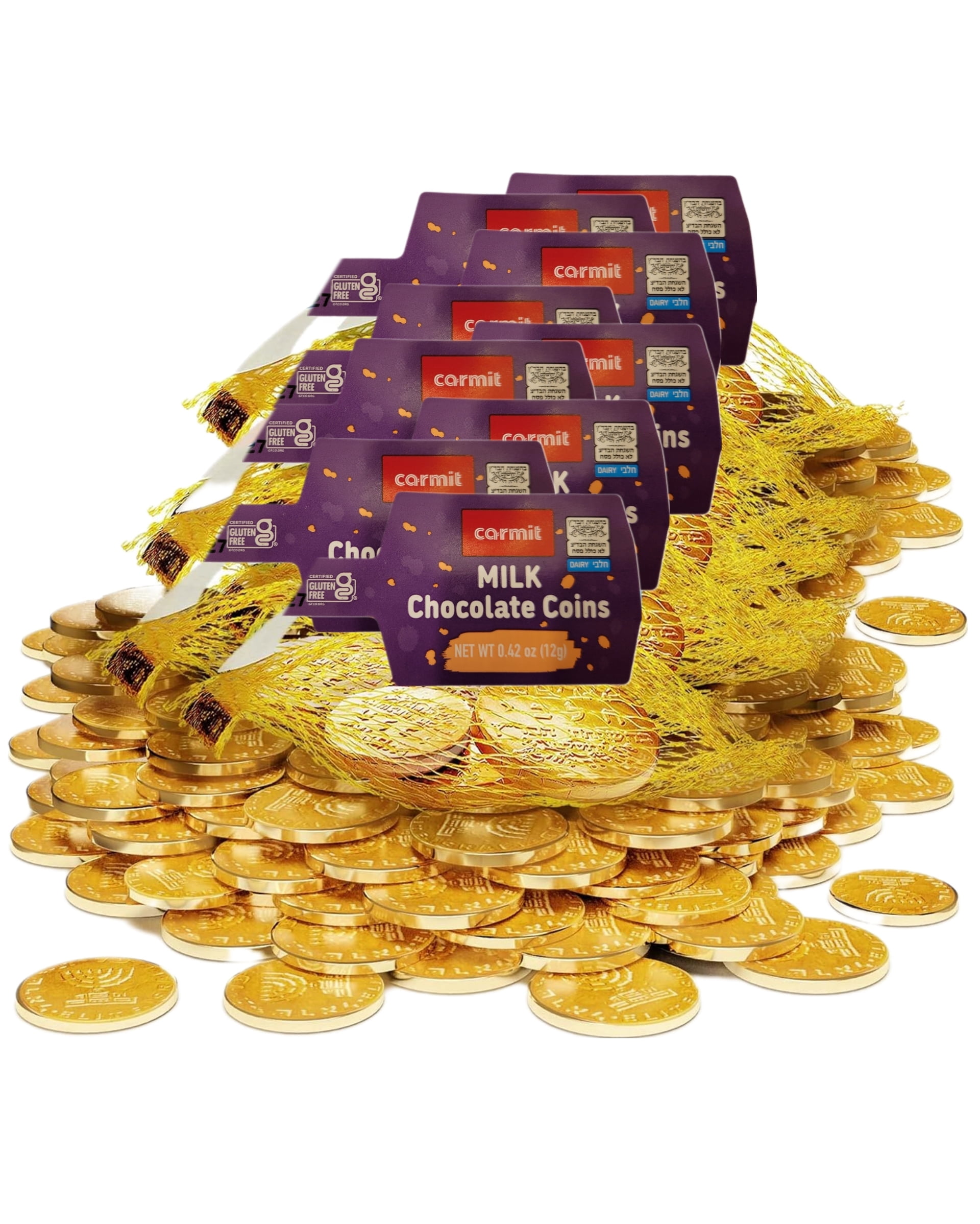 Chocolate Coins Hanukkah Gelt 8 Count - Premium Milk Chocolate Chanukah ...