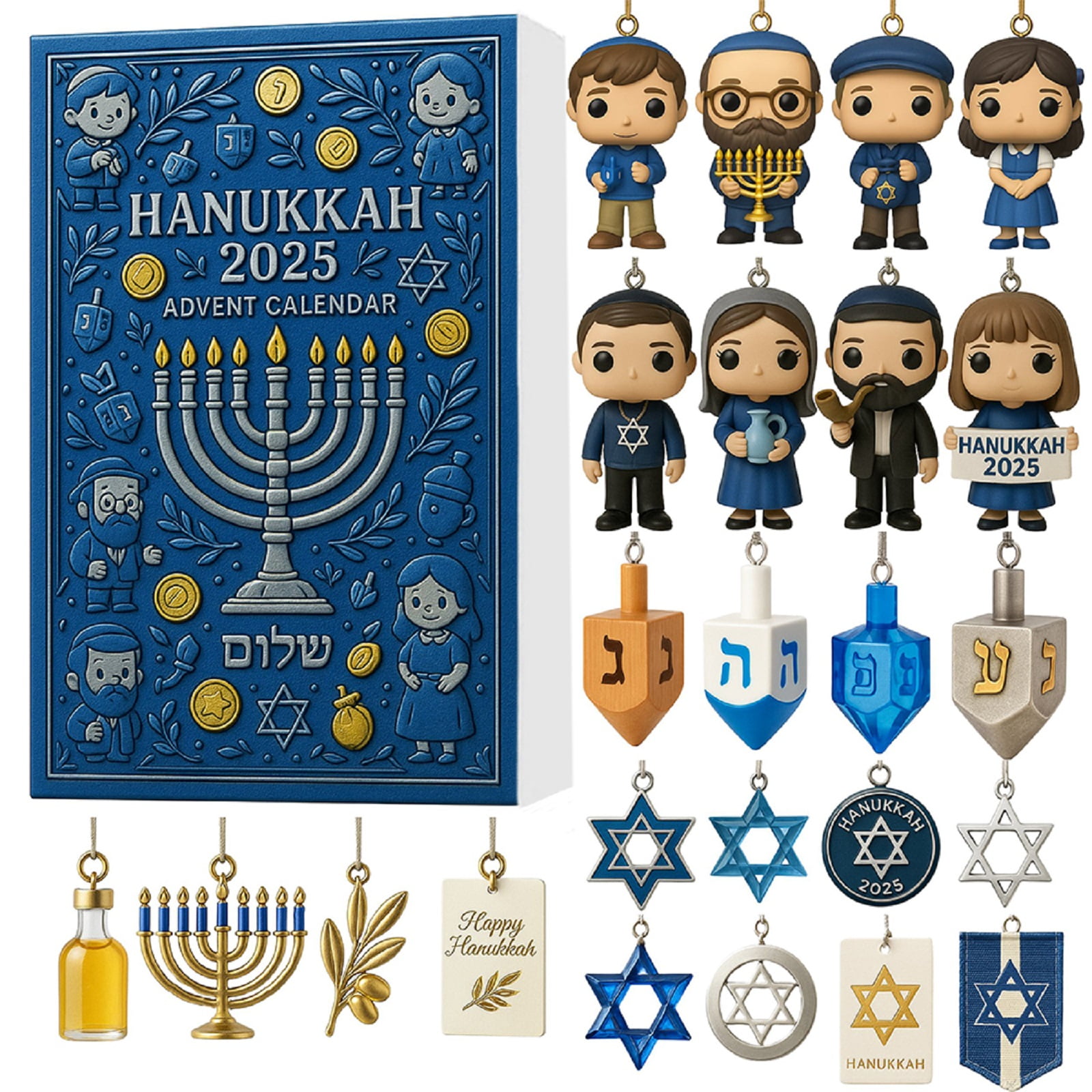 Hanukkah Advent Calendar 2025, 24-Day Christmas Countdown Calendar with ...