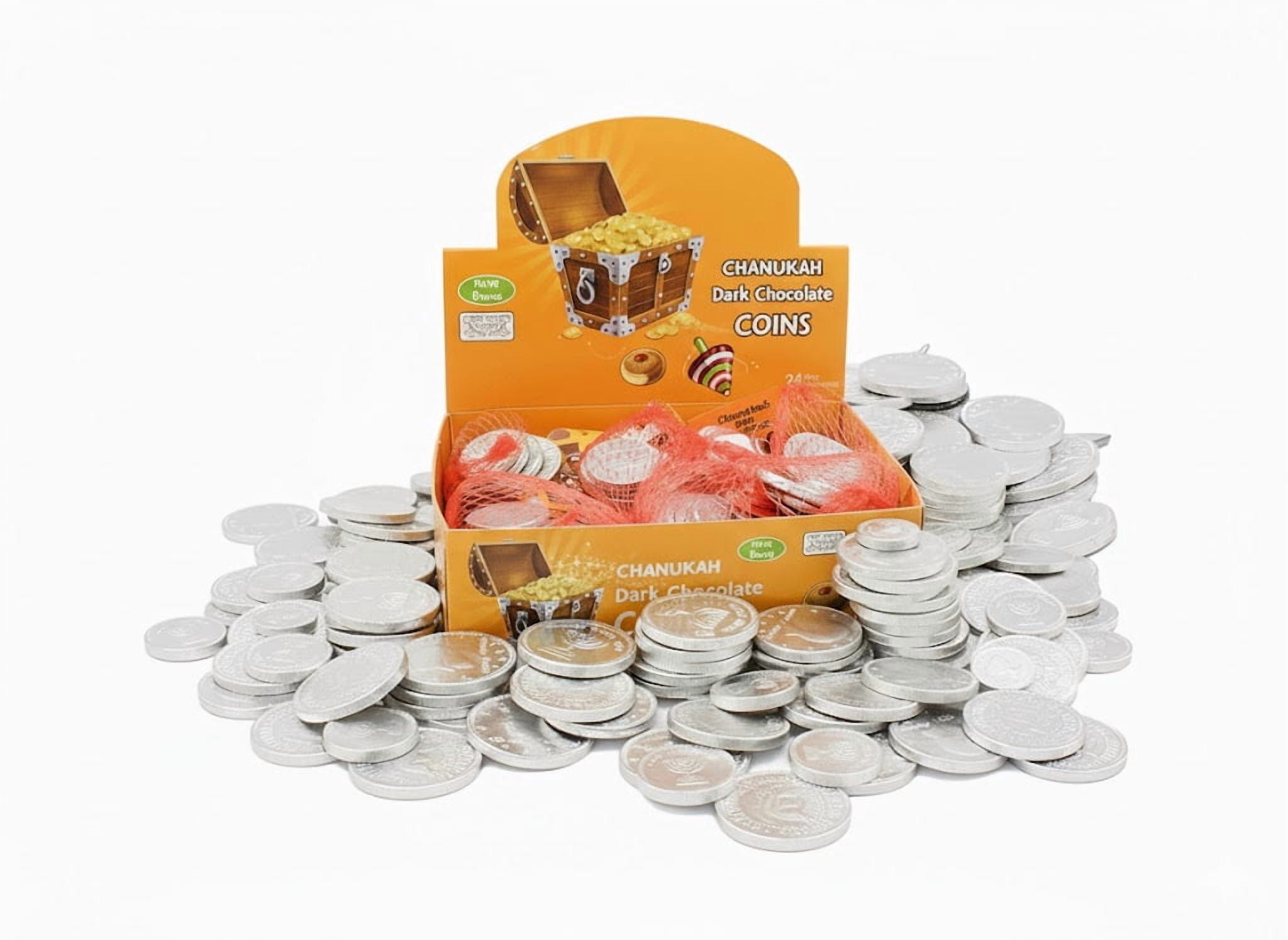 Hanukkah Chocolate Gelt Coins, Dark Chocolate, Kosher Parve, 24 Mesh ...