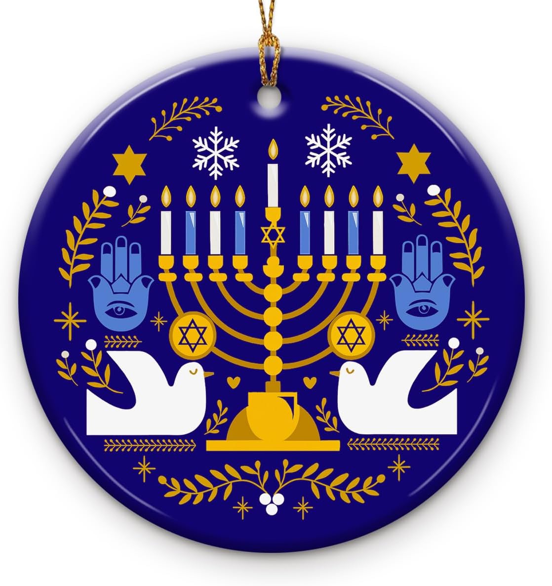Hanukkah Christmas Ornament 2025 – Menorah, Hamsa Hand Jewish Xmas ...