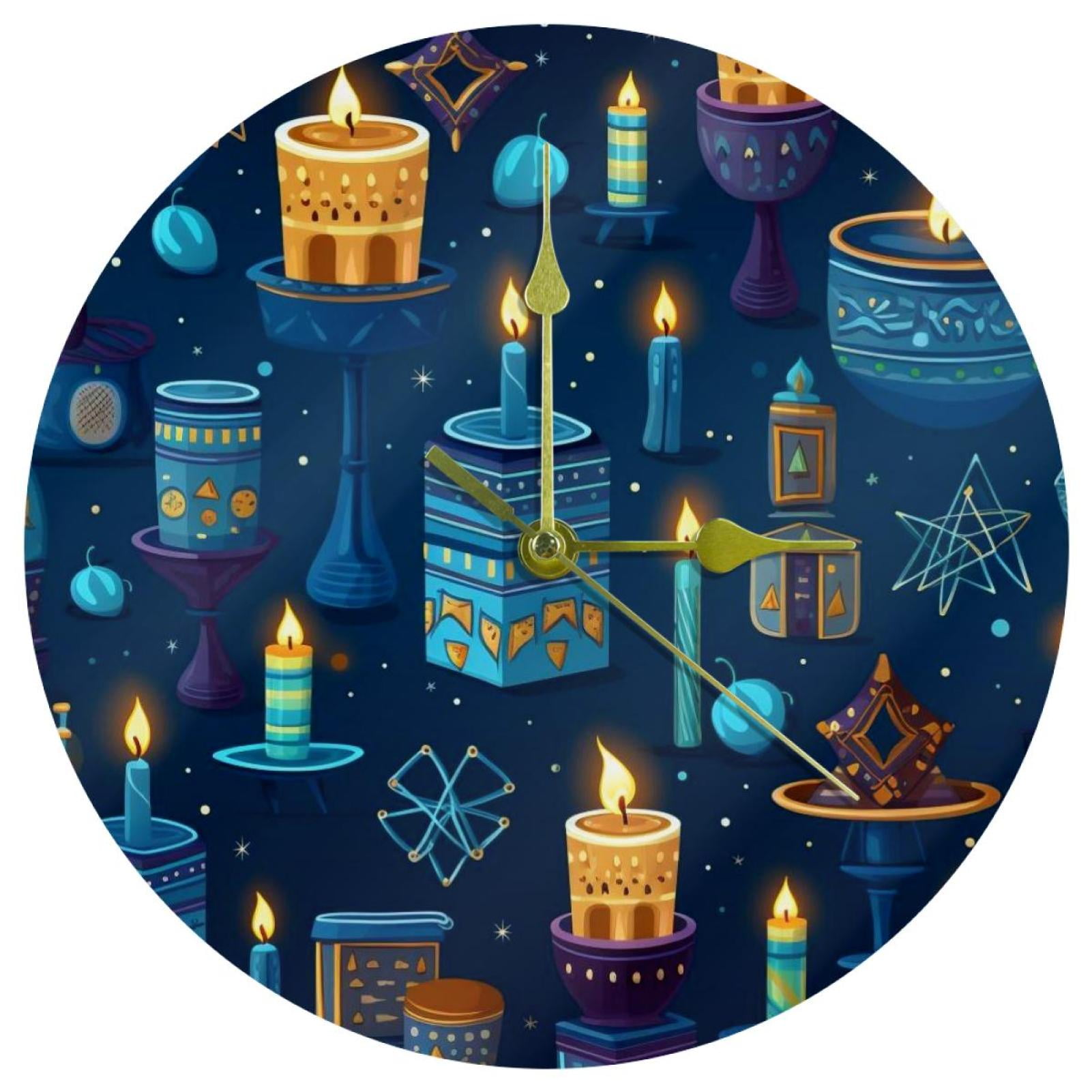 Hanukkah Circular Acrylic Wall Clock - Sleek & Modern Timepiece for ...