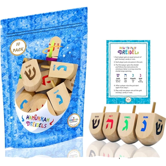 Hanukkah Dreidel 48 Extra Large Wooden Dreidels Hand Painted 3 Inches ...