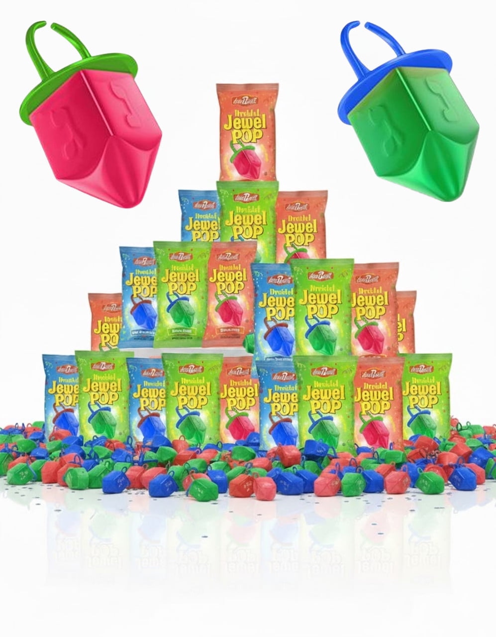 Hanukkah Dreidel Jewel Ring Pops Candy, Kosher Certified, 18-Count ...