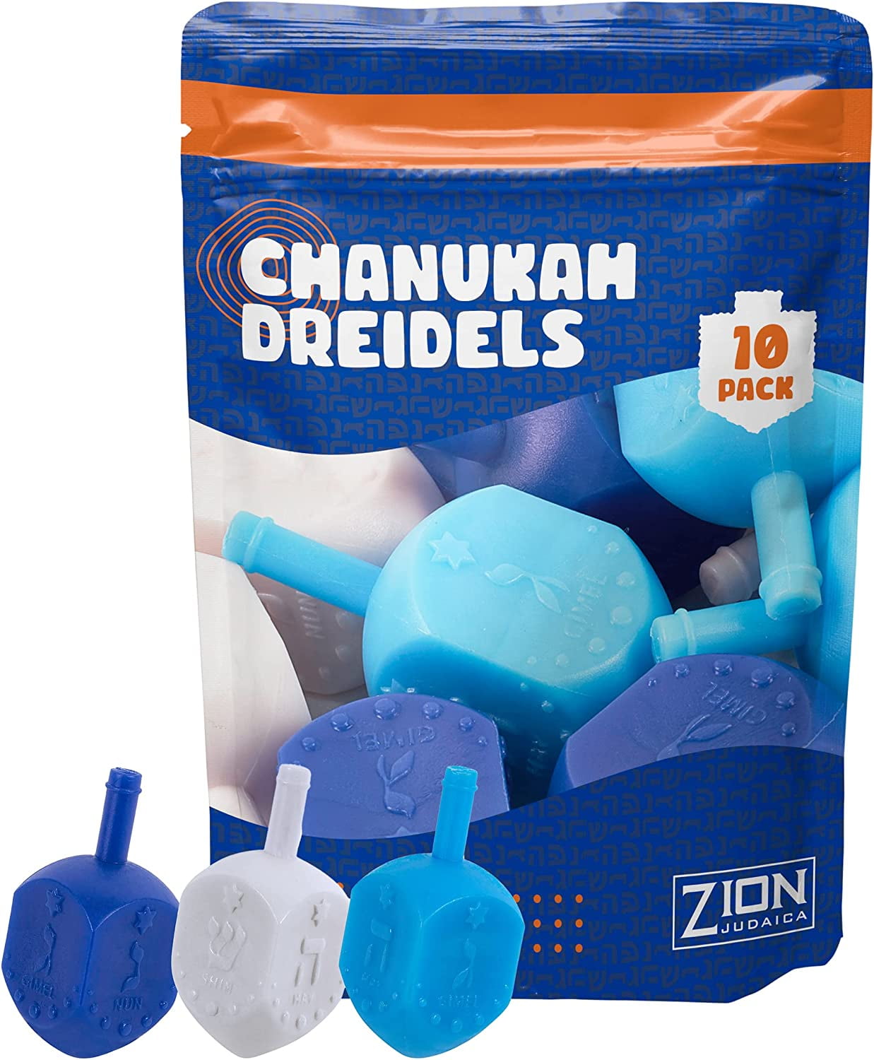 Hanukkah Dreidels Multi Blues & White Medium Size Dridels Bulk Plastic ...