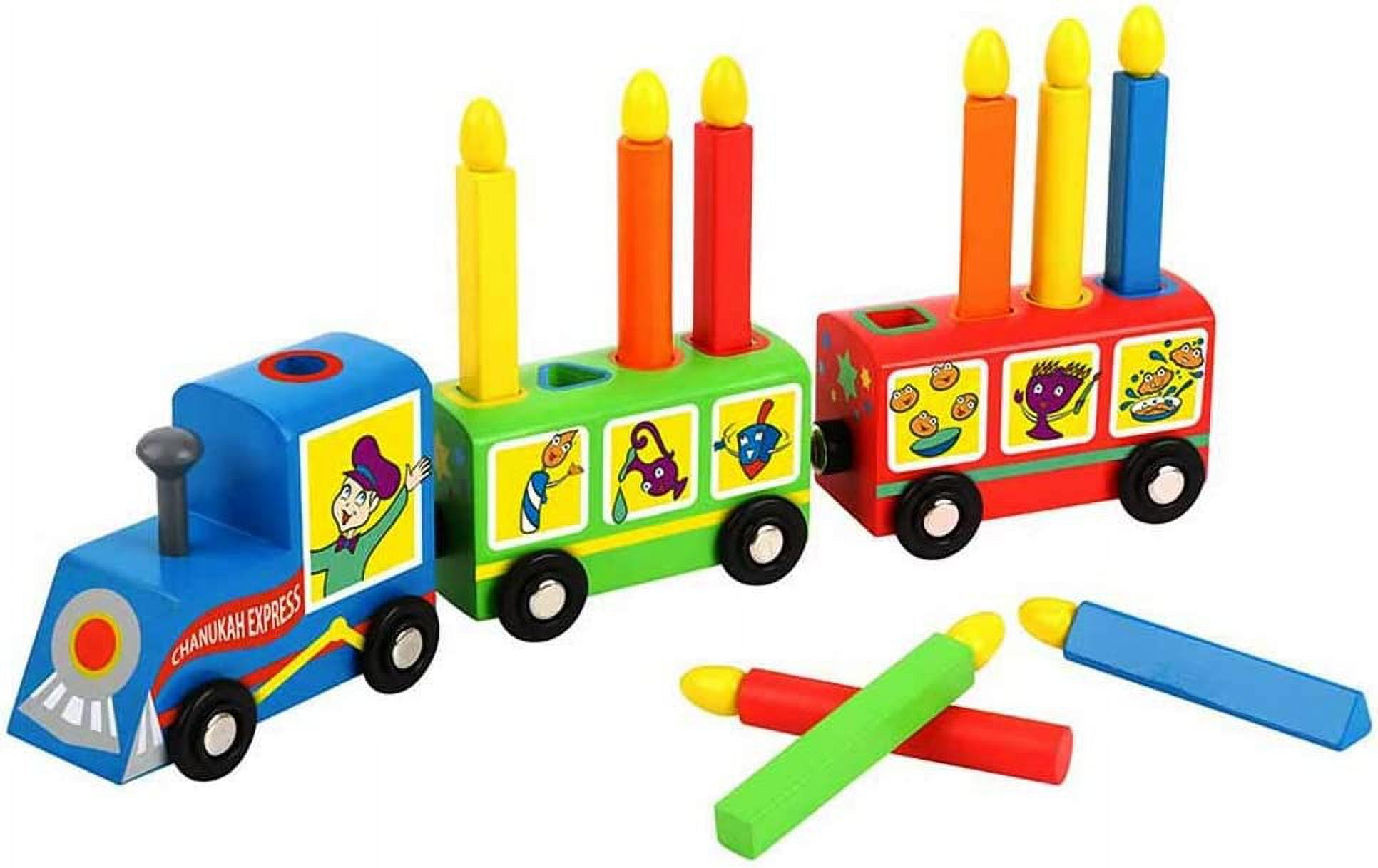 Hanukkah Educational Kiddie Train Menorah - Includes 9 Wooden Candles ...
