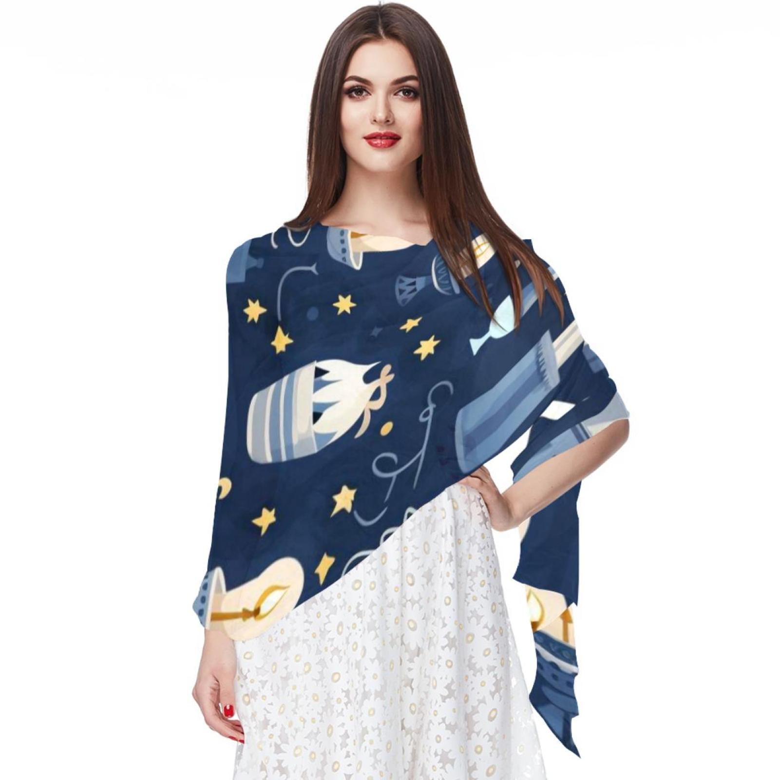 Hanukkah Elegant Translucent Chiffon Silk Scarf 180*73 - Light ...